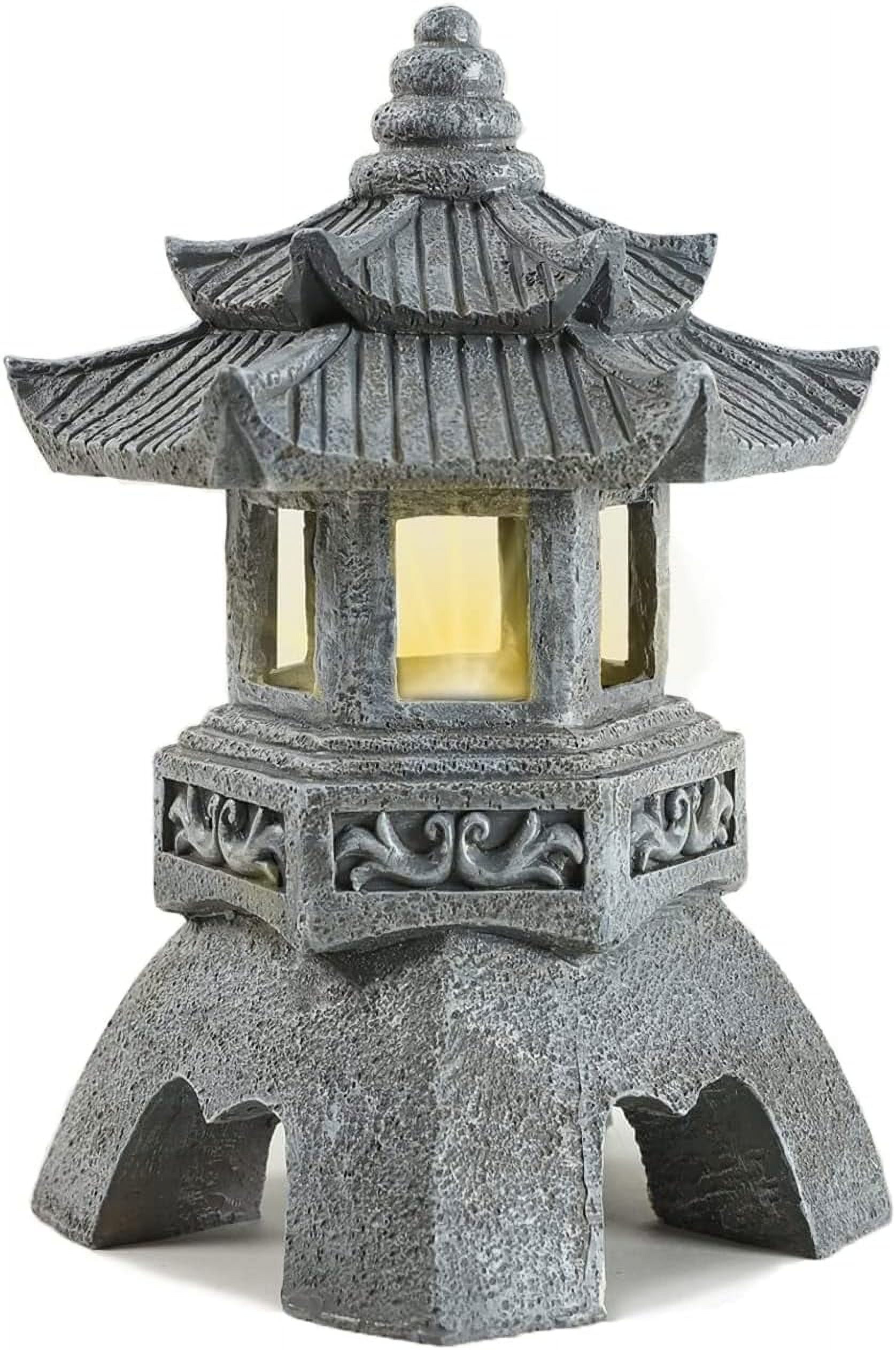 Zen Solar Pagoda Lantern Garden Statue, Indoor/Outdoor Zen Asian Decor ...
