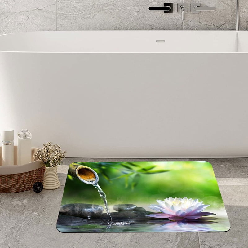 Zen Spa Bath Mat Bamboo Leaves Zen Flannel Meditation Garden Japanese ...