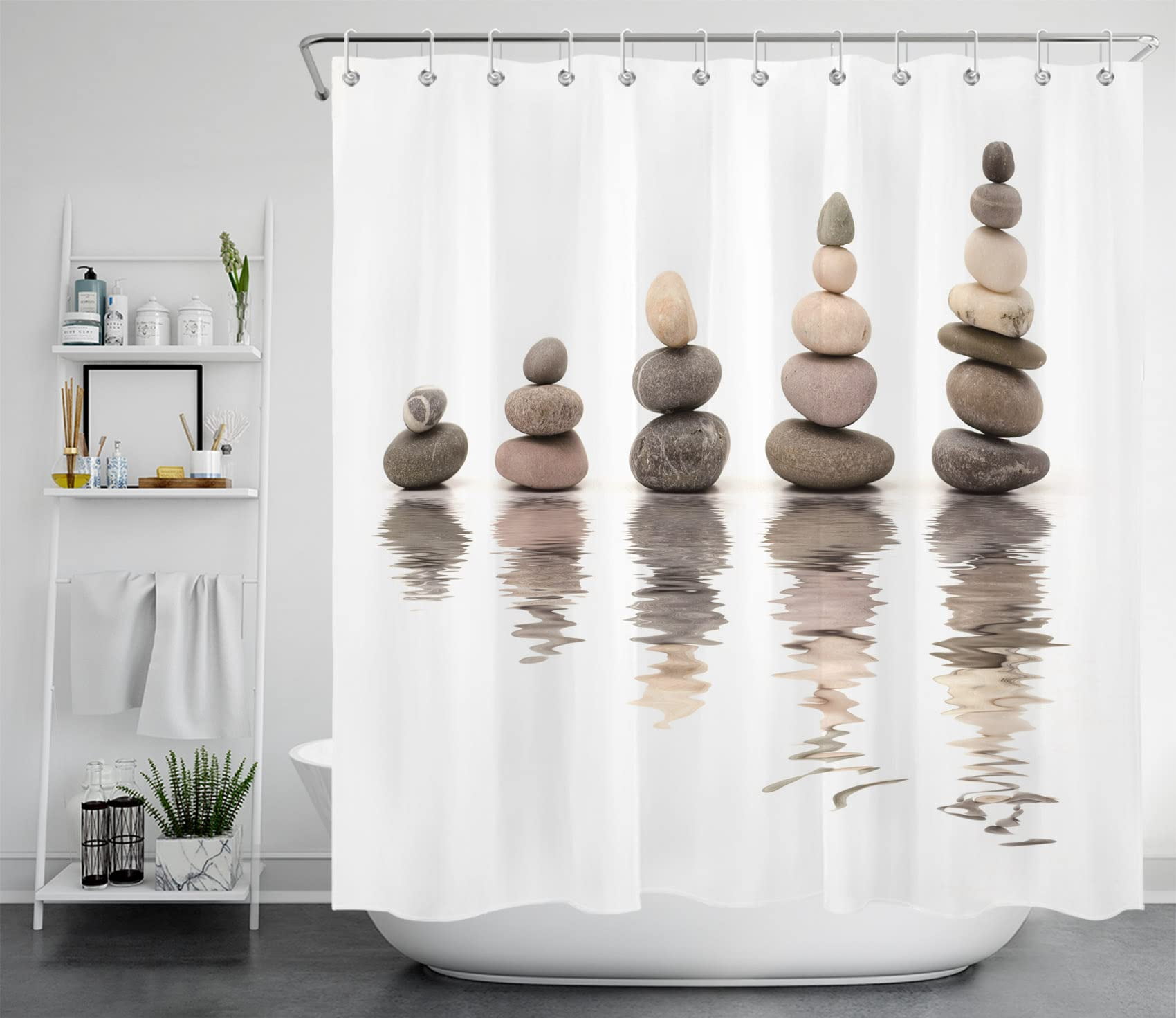 Zen Spa Shower Curtain Sts tic Candles and Orchids Cloth Fabric ...