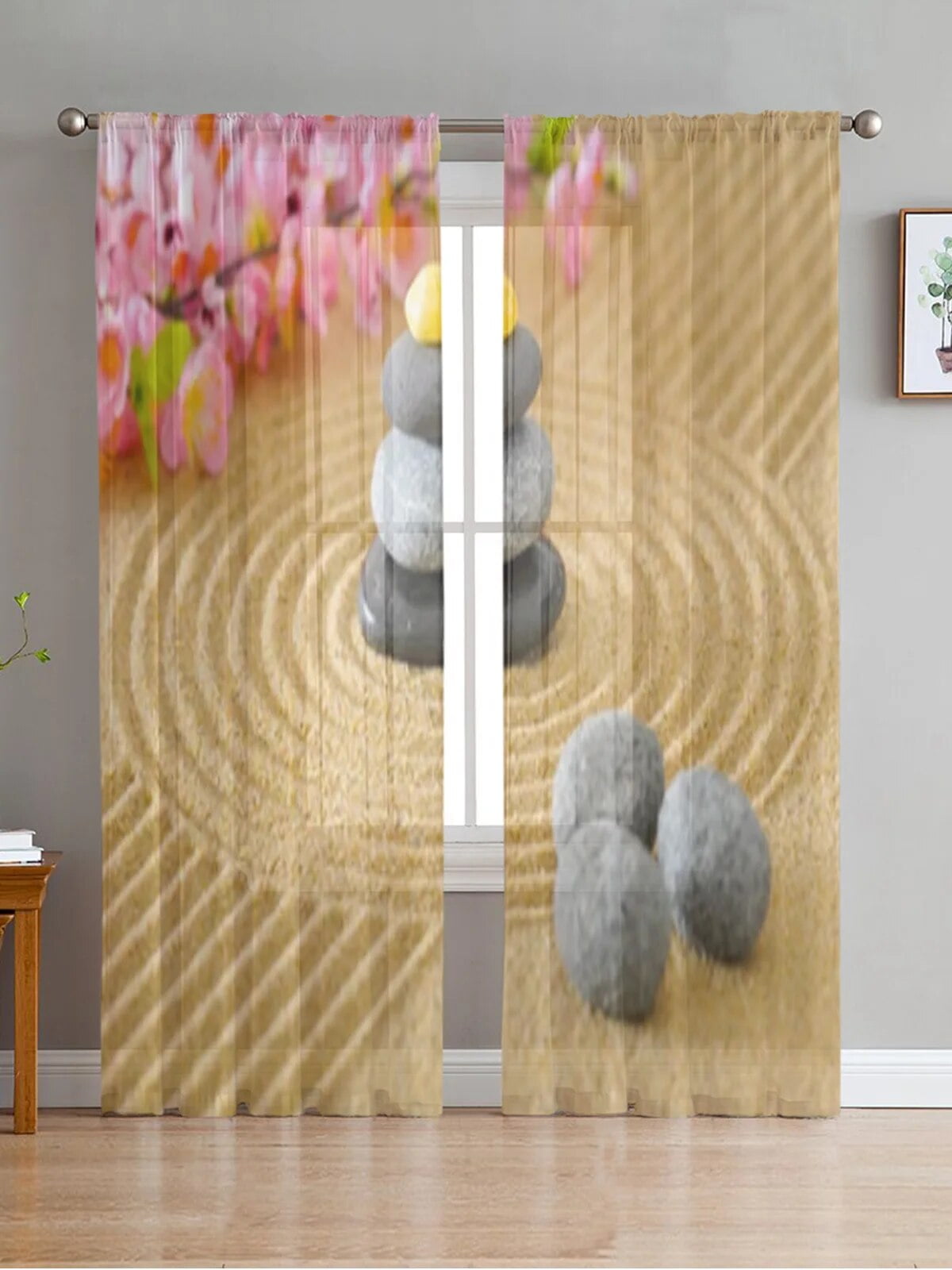 Zen Stone Purple Orchid Calm Candle Window Curtains Bedroom Modern ...