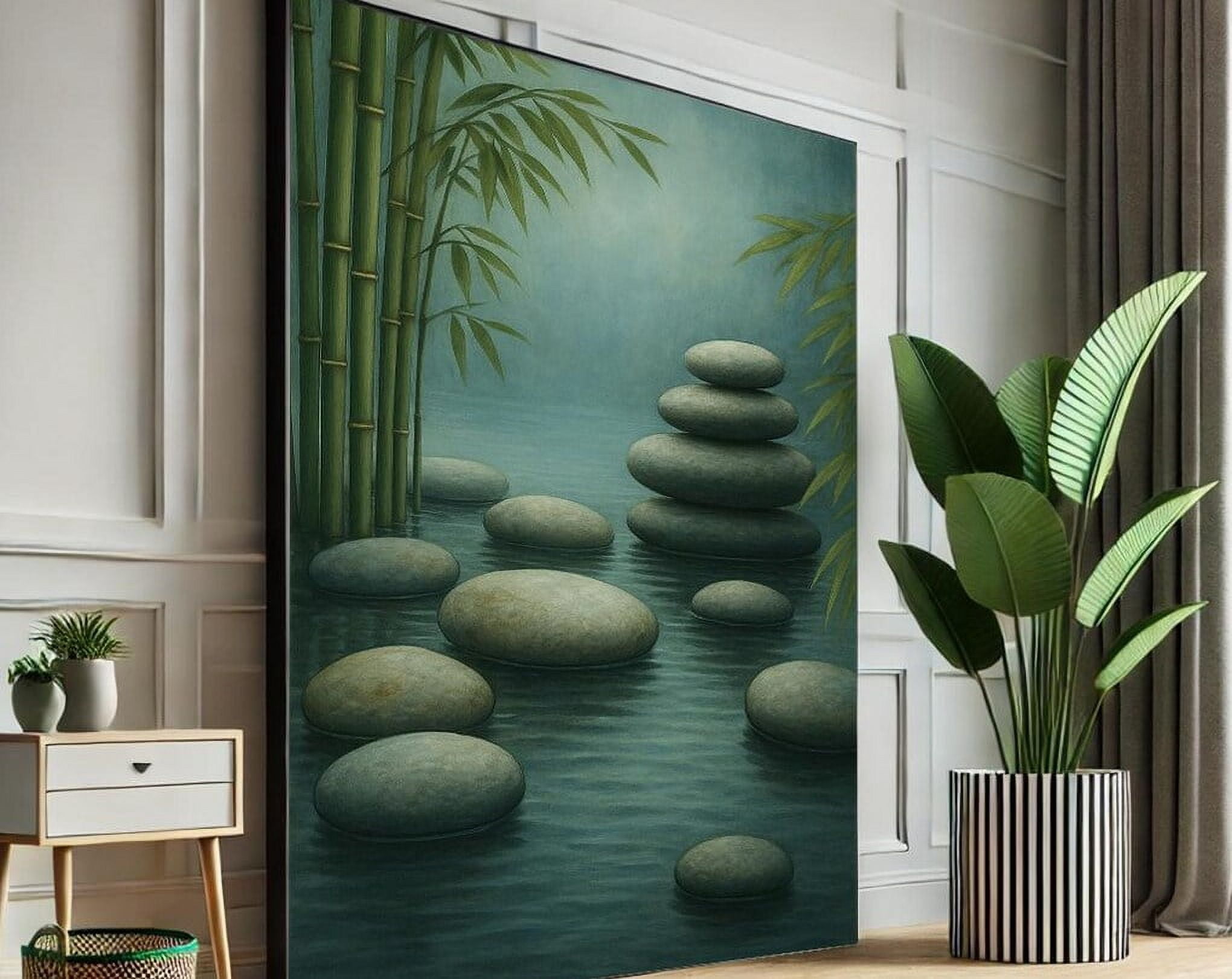 Zen Stones And Bamboo , Tranquil Spa Wall Art Print, Nature Meditation ...