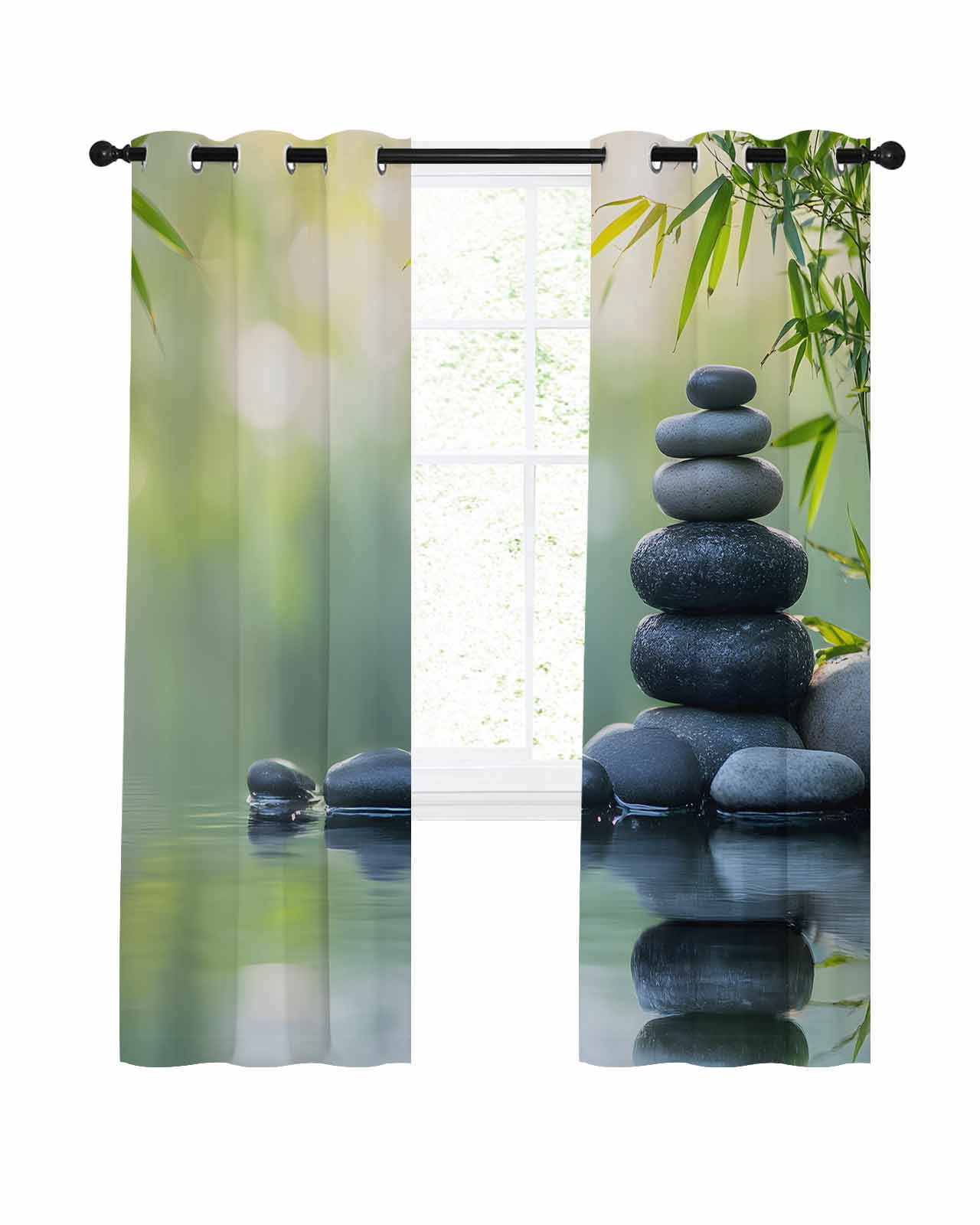 Zen Stones Blackout Curtains, Light Blocking Print Window Curtains ...