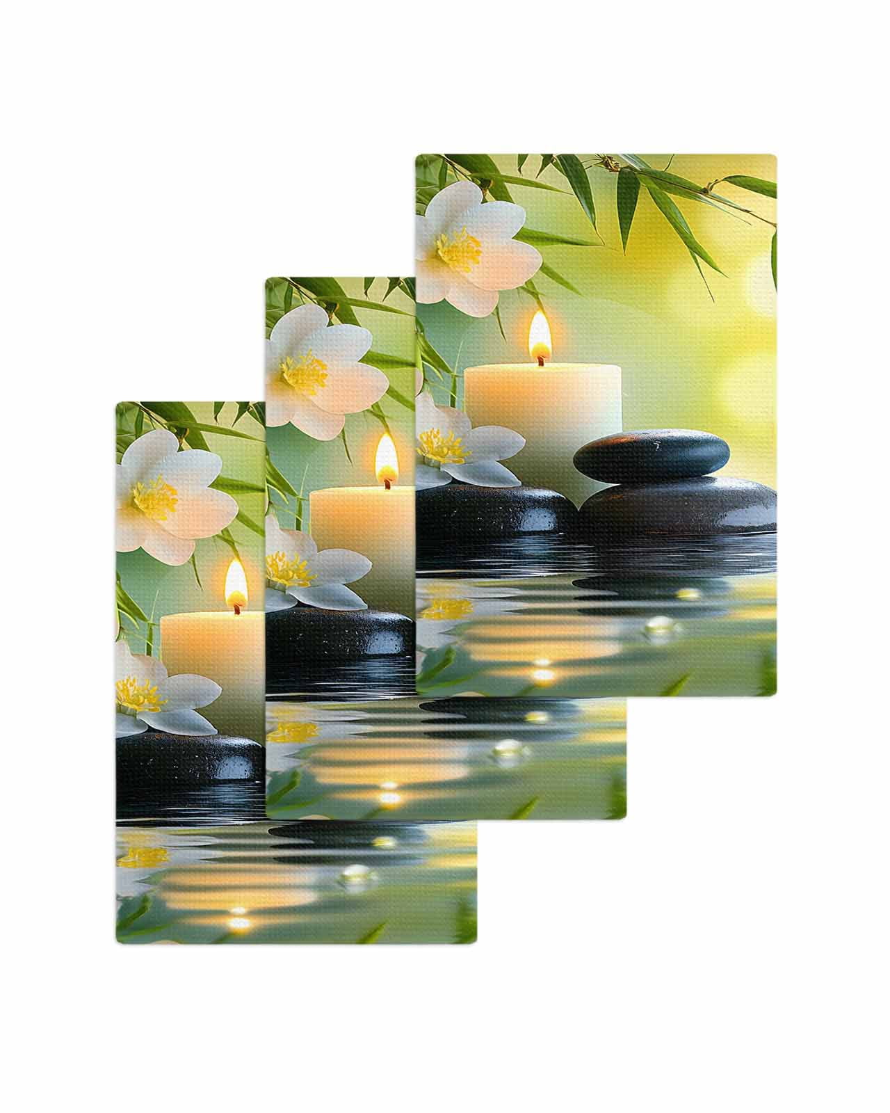 Zen Stones Kitchen Dish Towels for Drying Dishes Set of 3, Nature Water ...