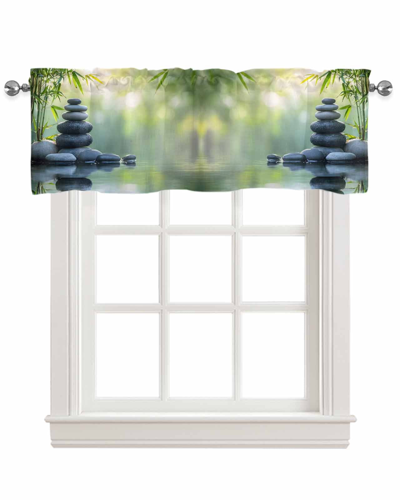 Zen Stones Kitchen Valances for Windows Farmhouse Linen Window Valance ...