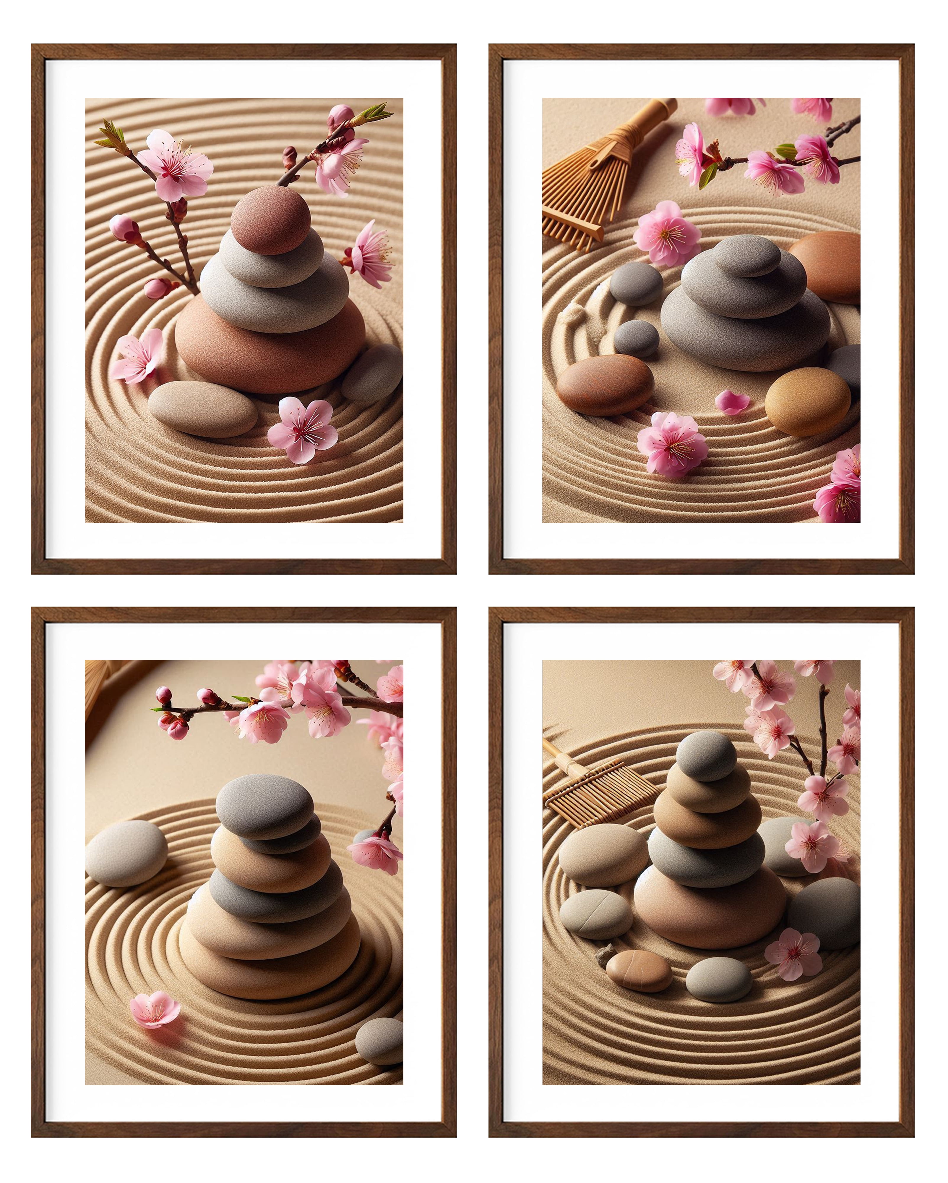 Zen Stones Relax and Calm Massage Laundry Room Bathroom Decor Set of 4 ...