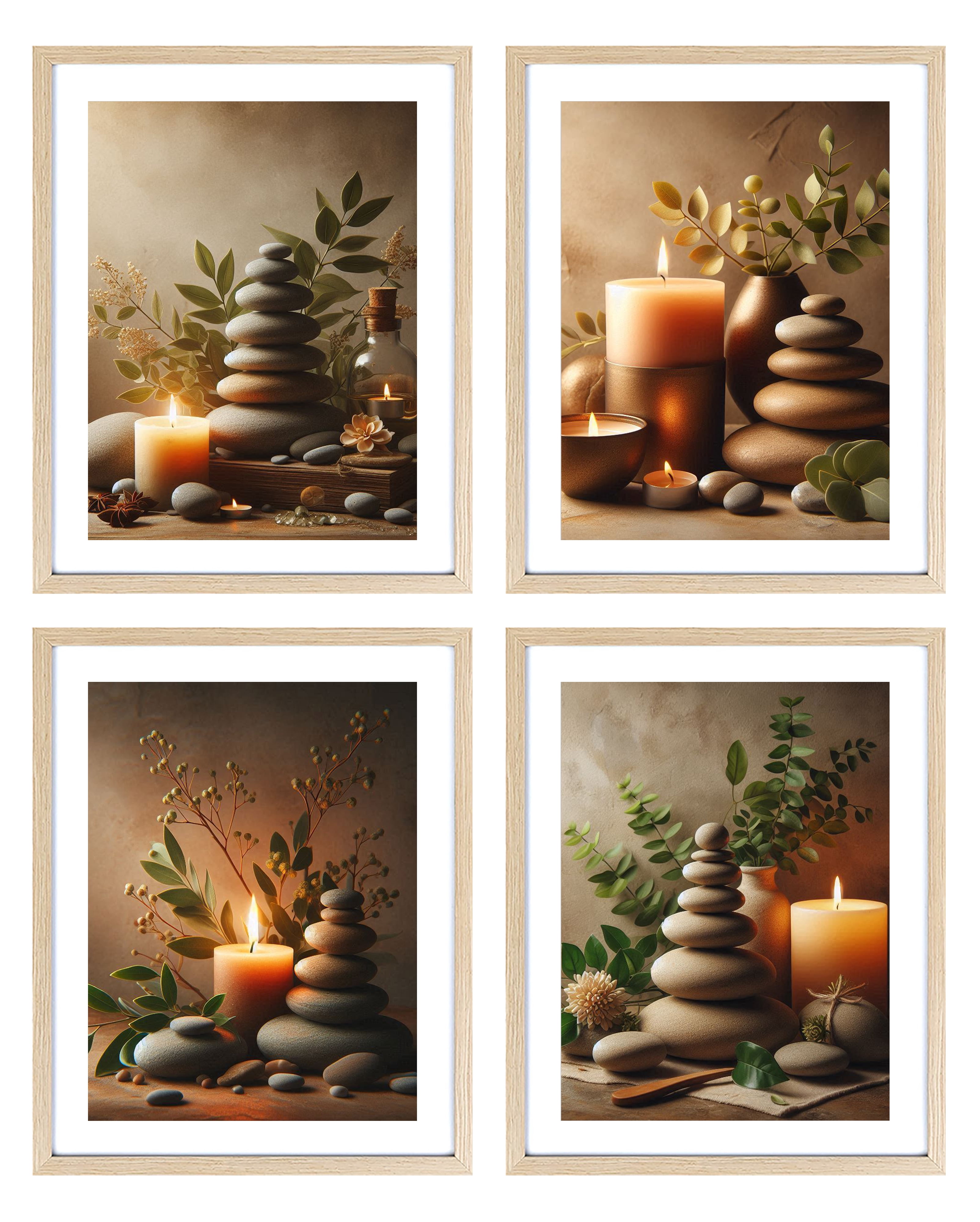 Zen Stones Relax and Calm Massage Laundry Room Bathroom Decor Set of 4 ...