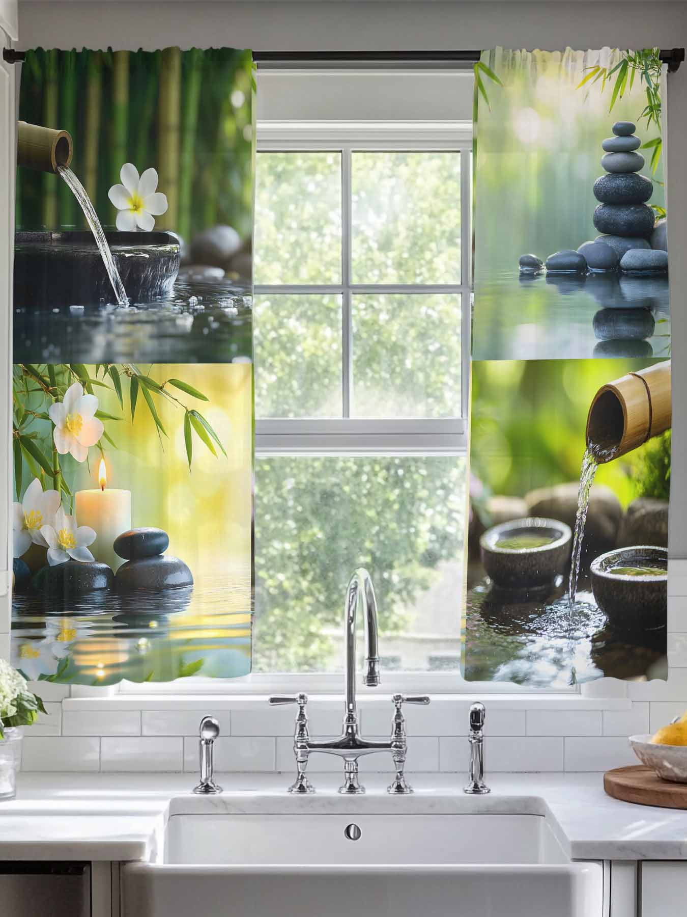 Zen Stones Sheer Curtains for Living Room Bedroom Nature Water ...