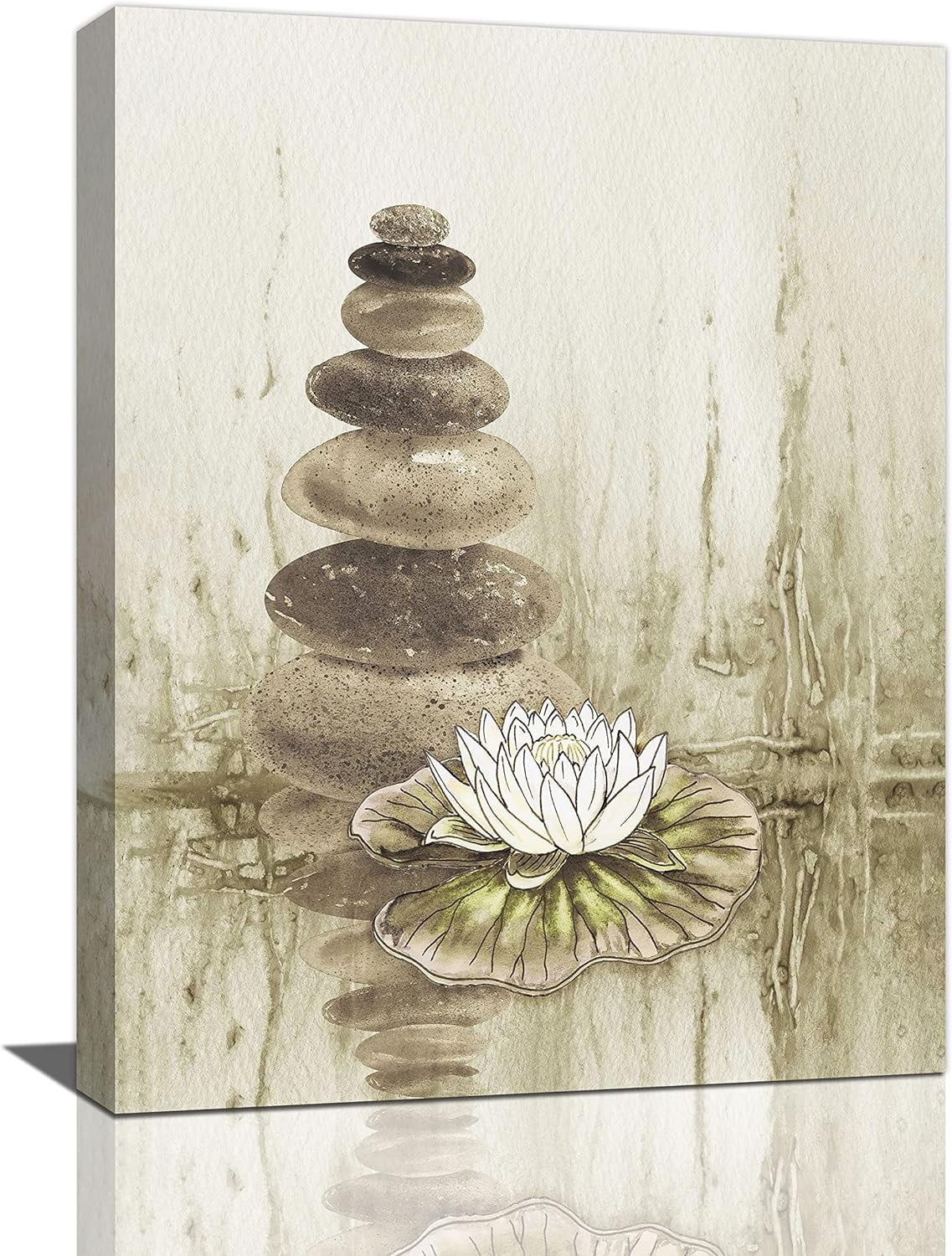 Zen Stones Wall Art White Lotus Flower Pictures Wall Decor Canvas ...