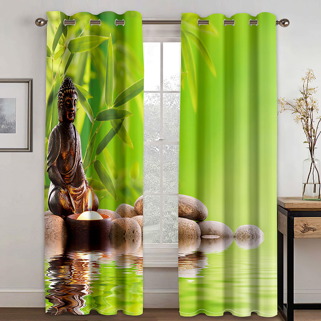 Zen Sts Candle Bamboo Forest Elegant Curtains For Living Room Modern ...