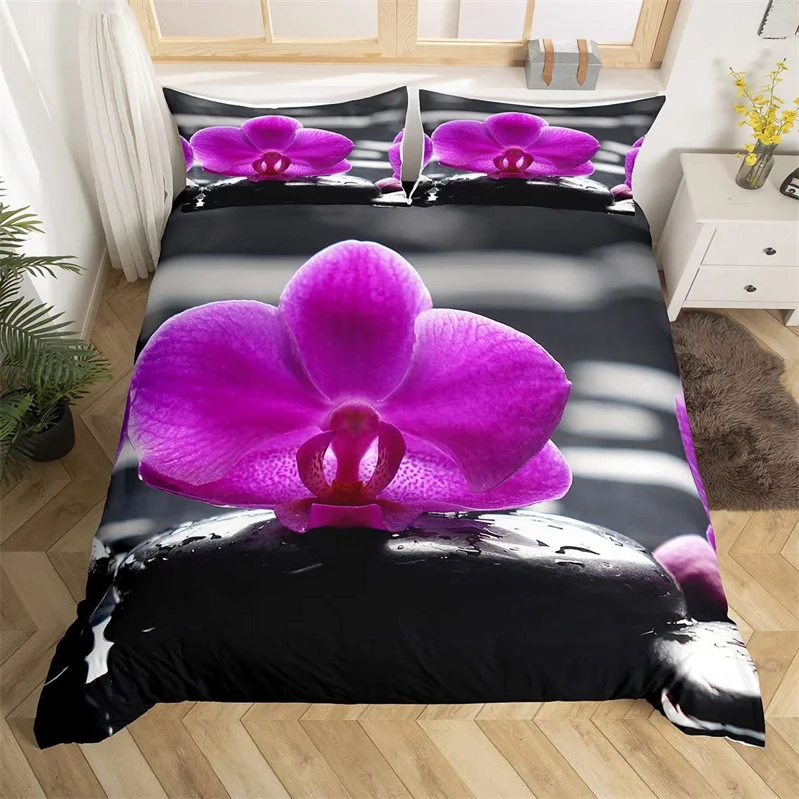 Zen Sts Duvet Cover Bamboo Phalaenopsis Bedding Set Meditation Quilt ...