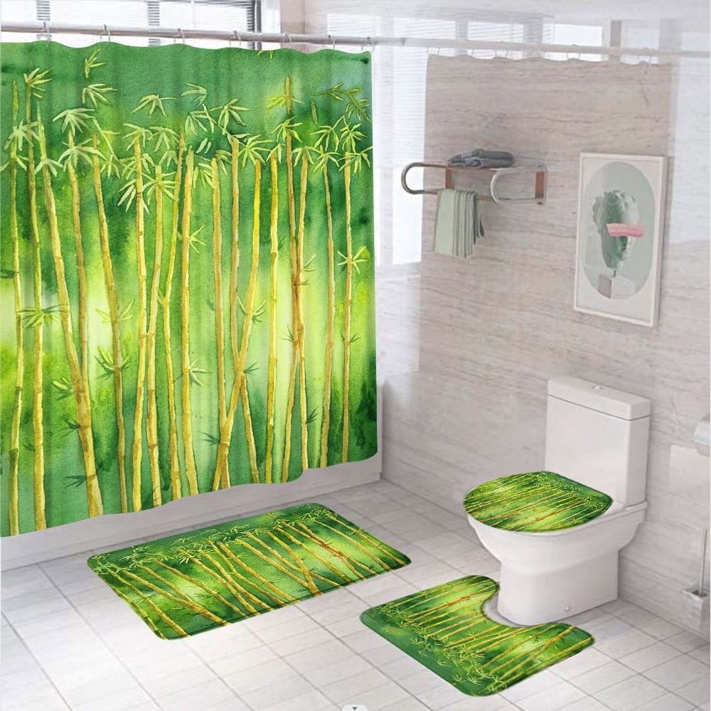 Zen Sts Shower Curtain Sets Rocks Daisy Flower Reflection Bath Screen Bathroom Mat Non Slip U ...