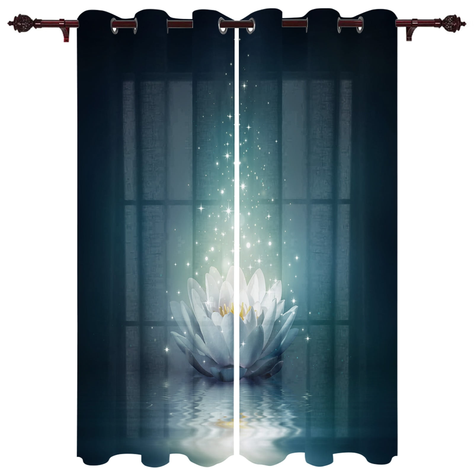 Zen Sts White Lotus Window Curtains Home r Bedroom Curtains Kitchen ...
