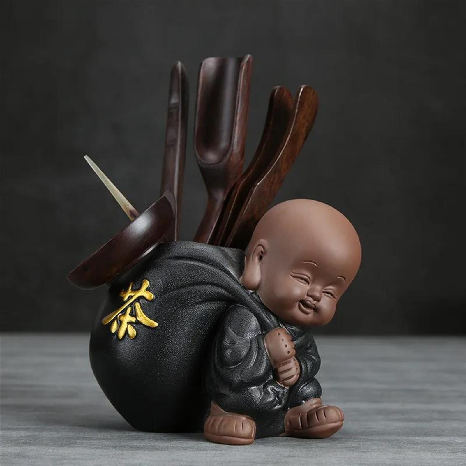 Zen Tea Zisha Little Monk Tea Ceremony Six Gentlemen Ebony Wood Bamboo ...