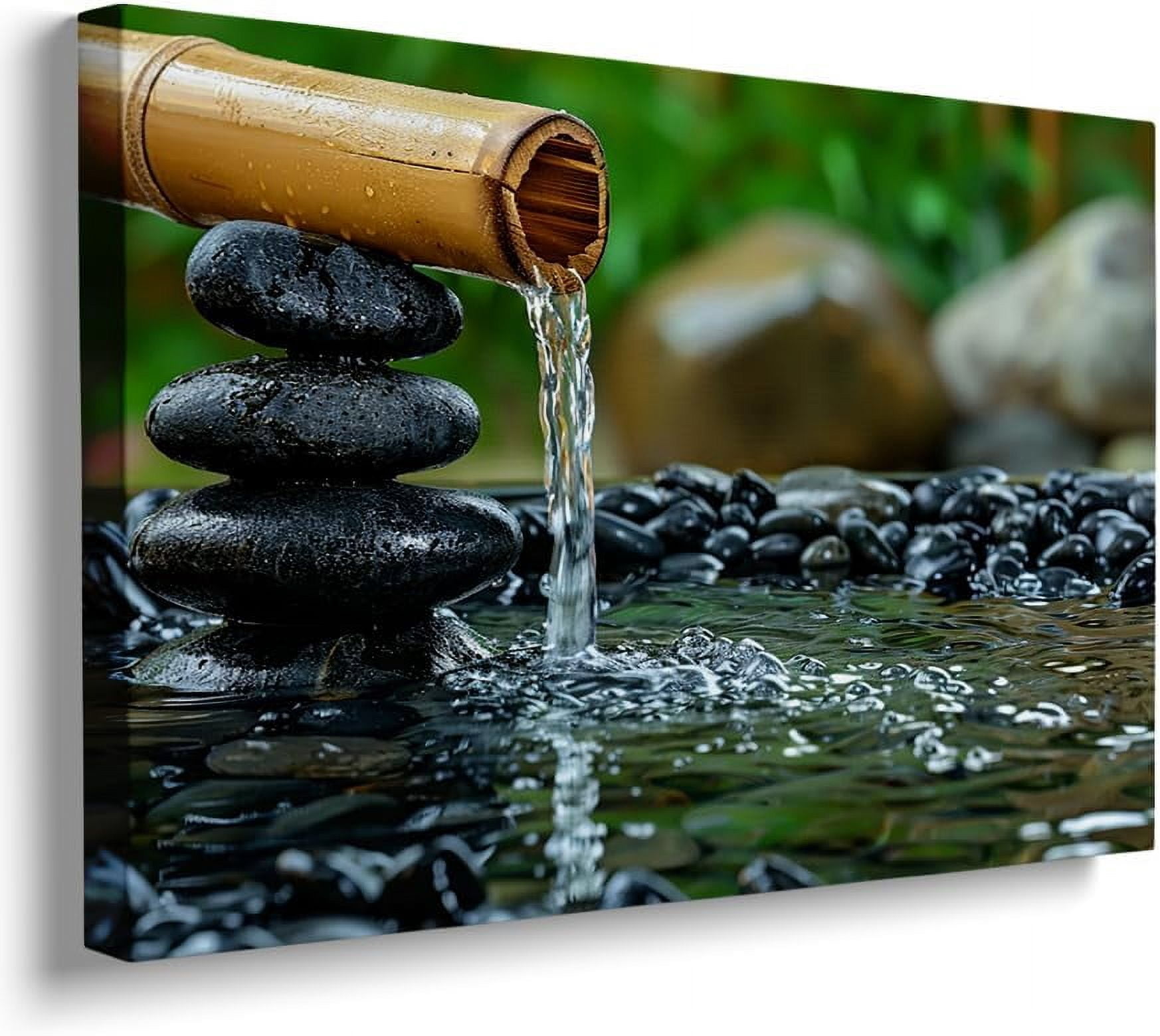 Zen Wall Art Spa Still Life with Fountain and Zen Stone in Water Wall ...