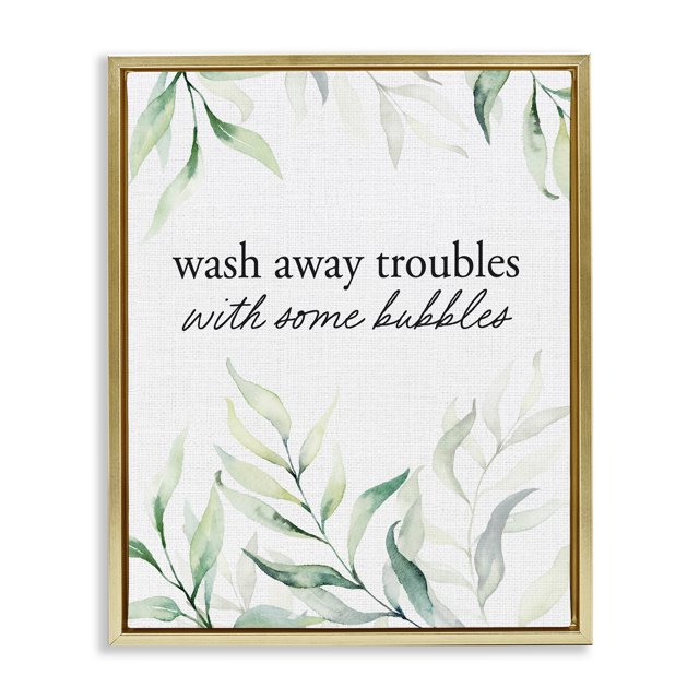 Zen Wash Away Troubles Gold Framed Floater Canvas Wall Art, design by ...