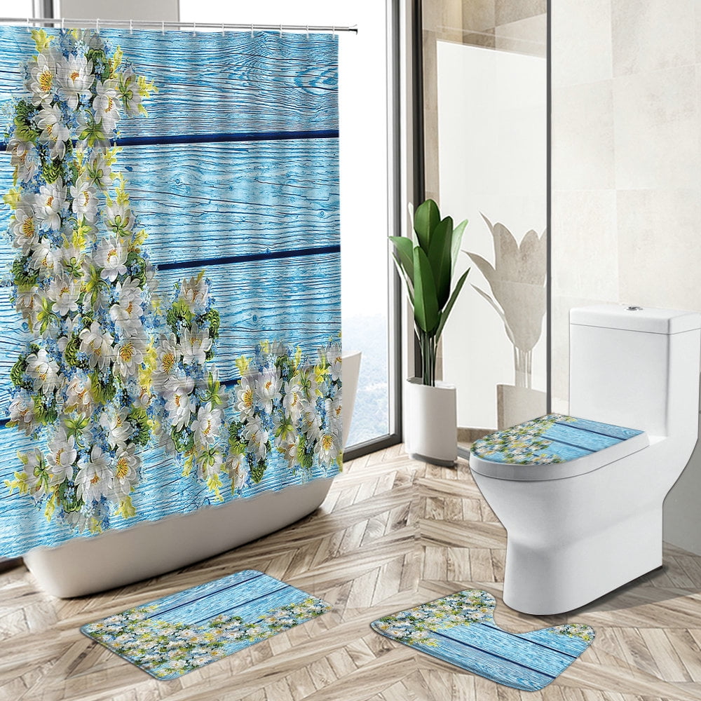 Zen Wood Grain Shower Curtain Retro Old Board St Orchid Flower Plant ...