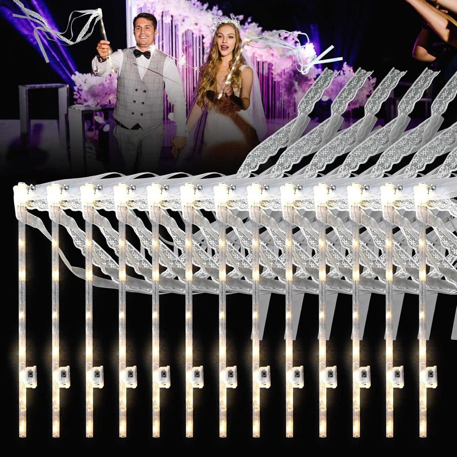 ZenCart 1/10Pcs Light-up Wands for Wedding LED Wedding Wands Streamer ...