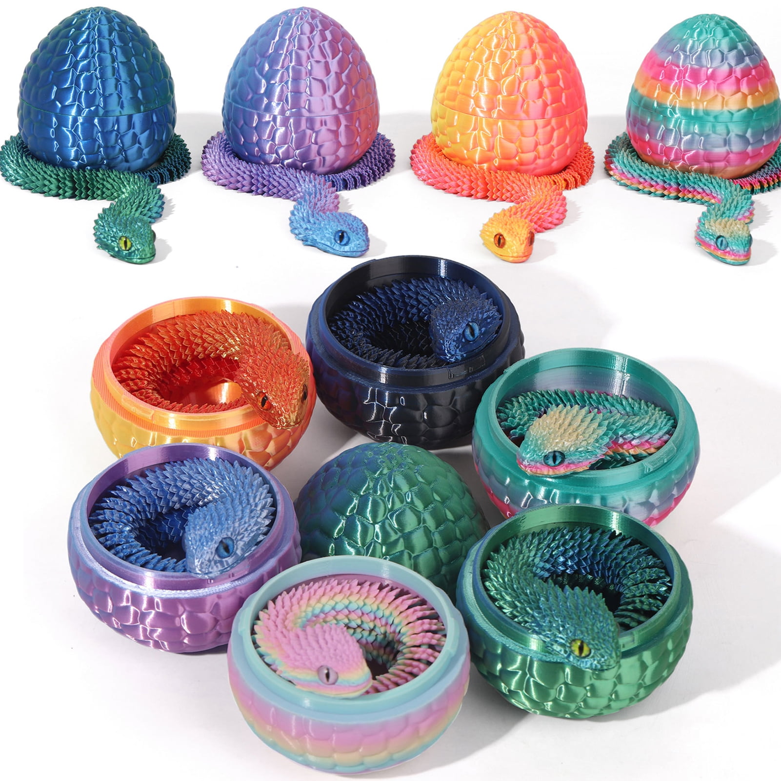ZenCart 1 Set 3D Printed Snake Egg Figurine Movable Joints Snake ...