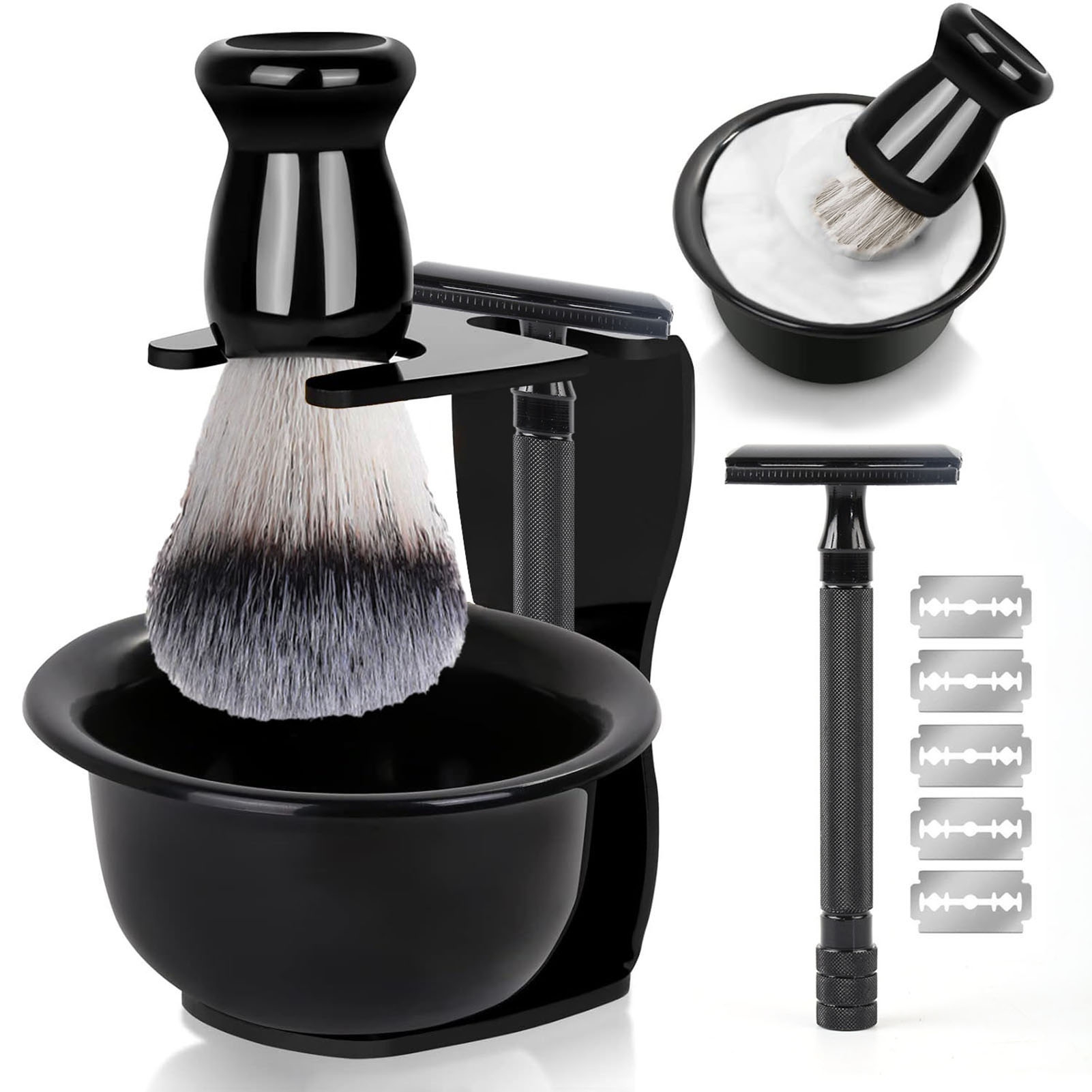 ZenCart 1 Set Men Shaving Kit with Razor Synthetic Bristles Shaving ...
