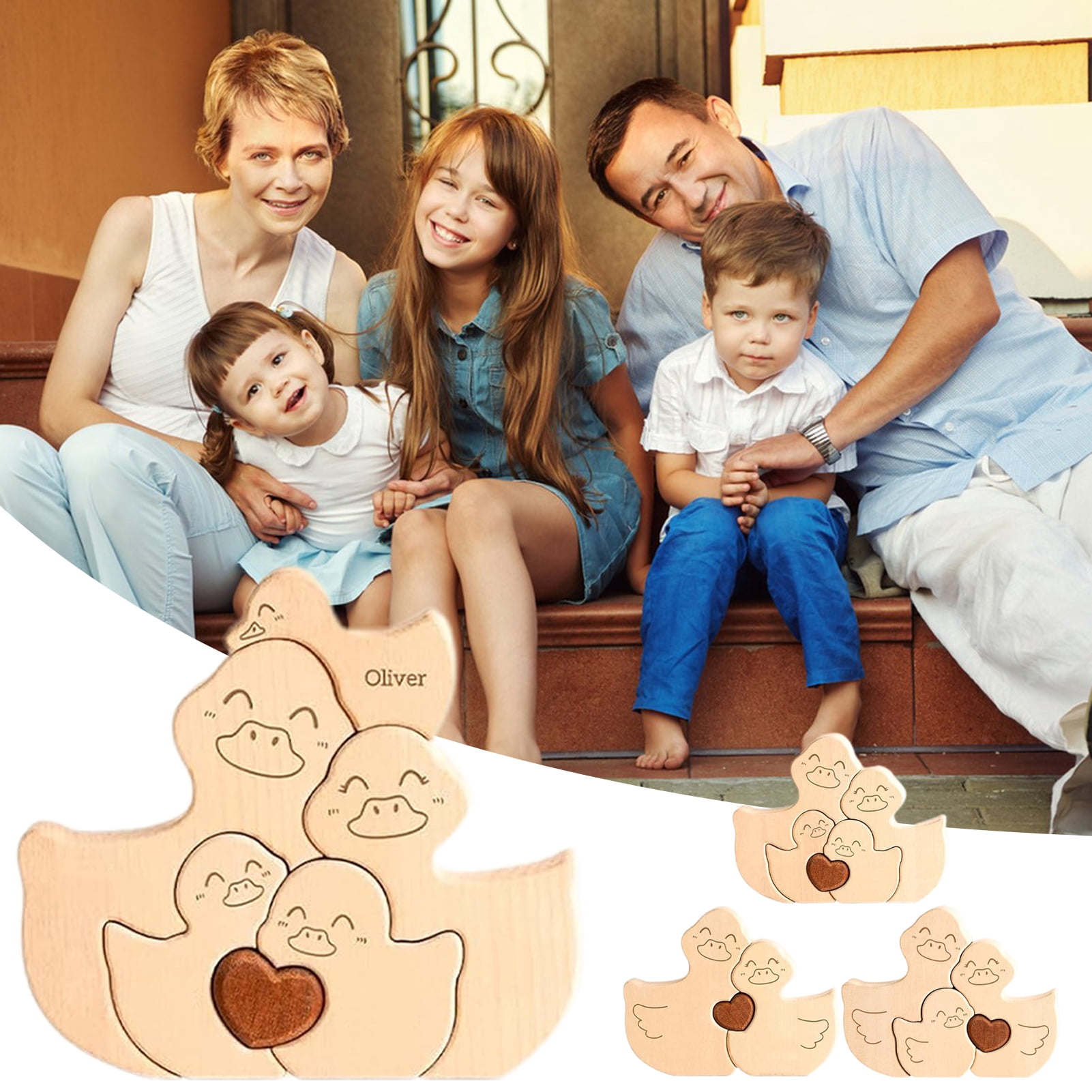 ZenCart 1 Set Wooden Duck Family Puzzle Ornament Love Heart Hugging ...