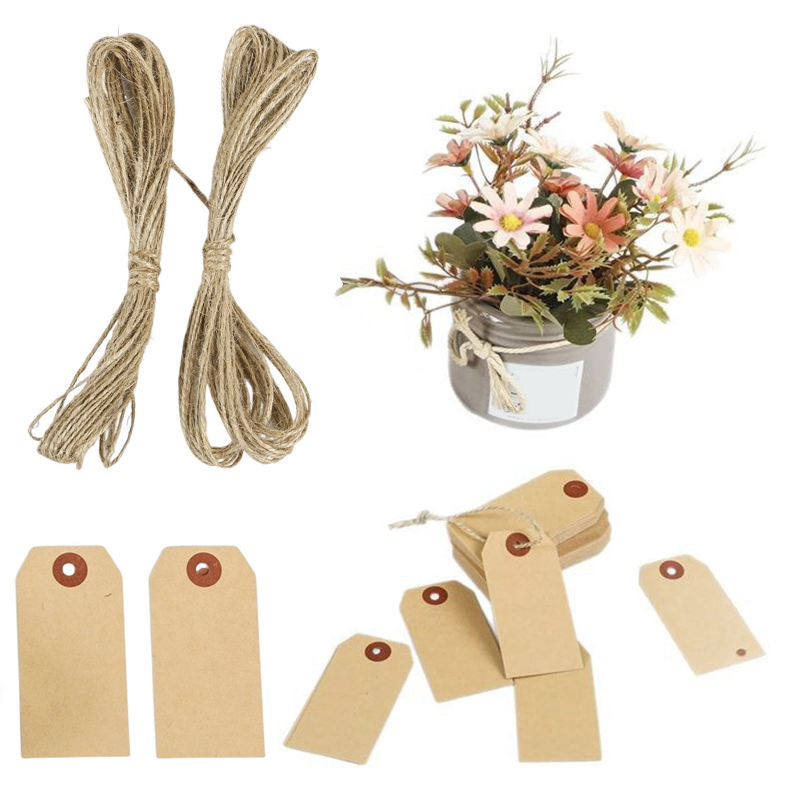 ZenCart 100 Pcs Kraft Paper Shipping Tags with String Empty Cardboard ...