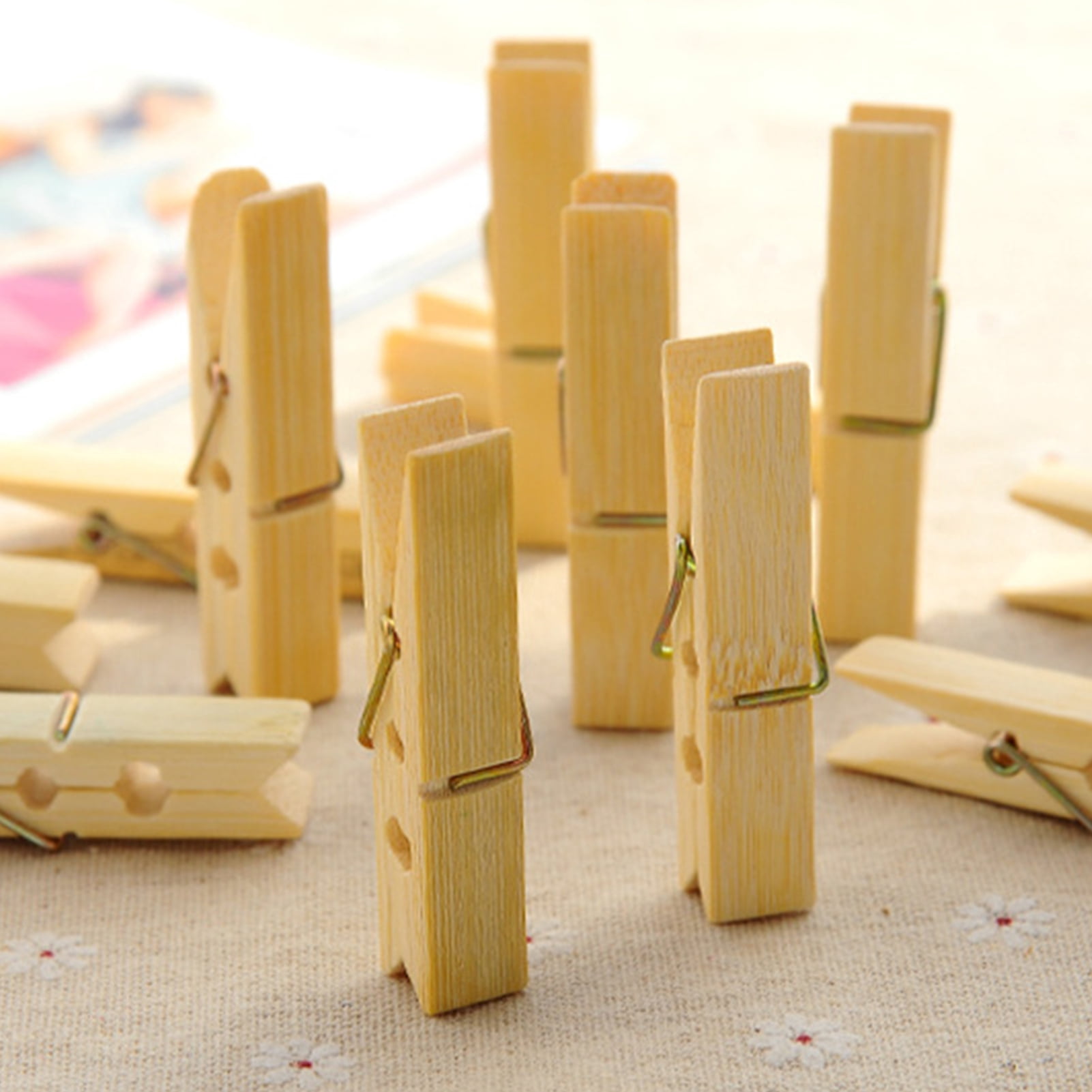 ZenCart 100Pcs Bamboo Clips Clothespins Easy to Use Heavy Duty Rust ...