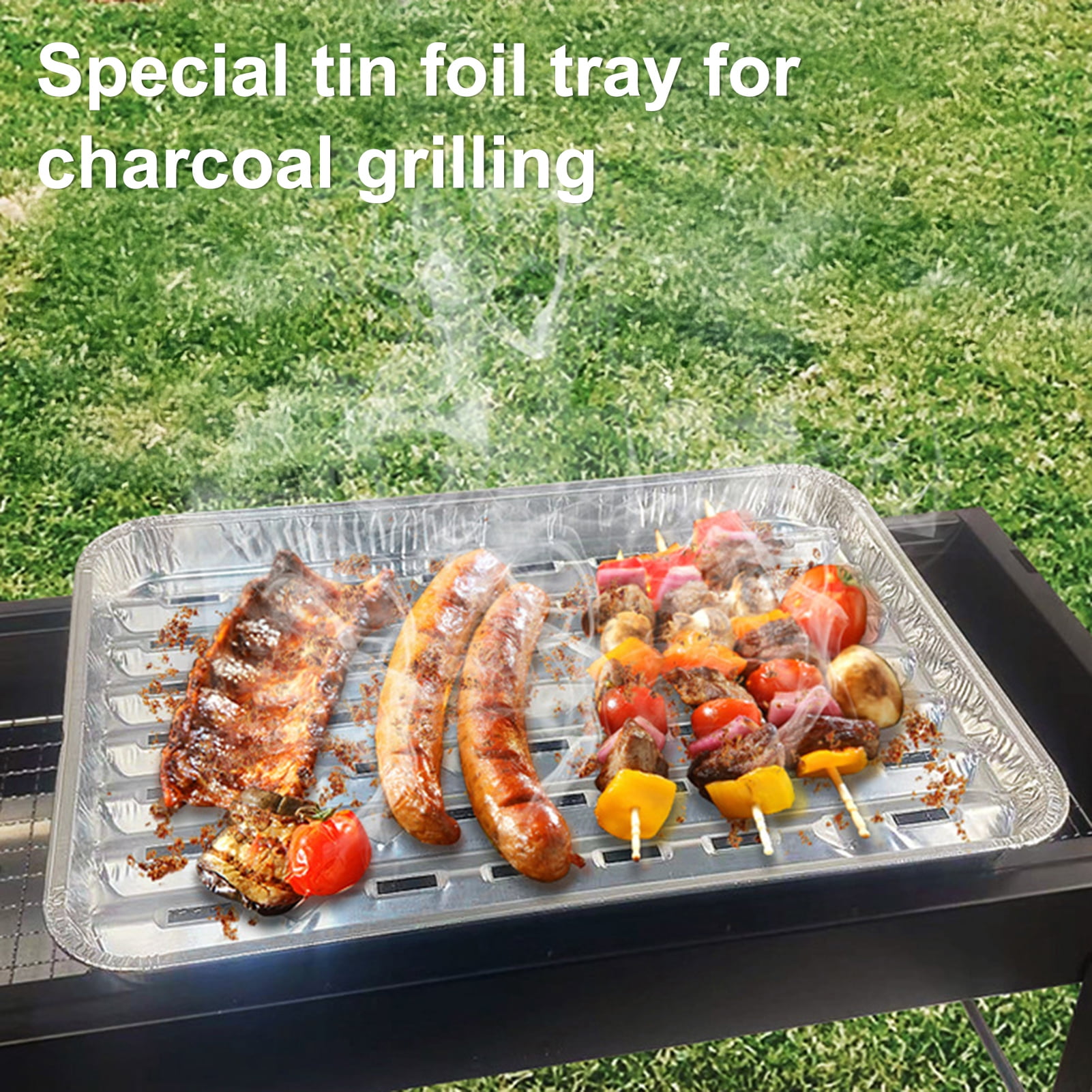 ZenCart 10Pcs Aluminium Grill Tray BBQ Grill Pan with Grooves ...