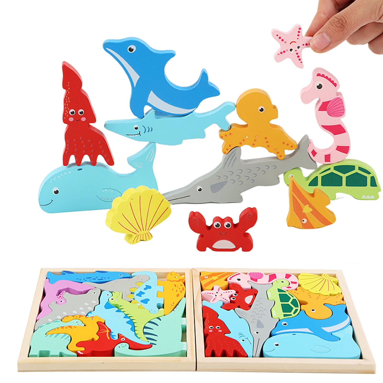 ZenCart 12Pcs/Set Wooden Animal Puzzles Toys for Toddlers, Kids ...