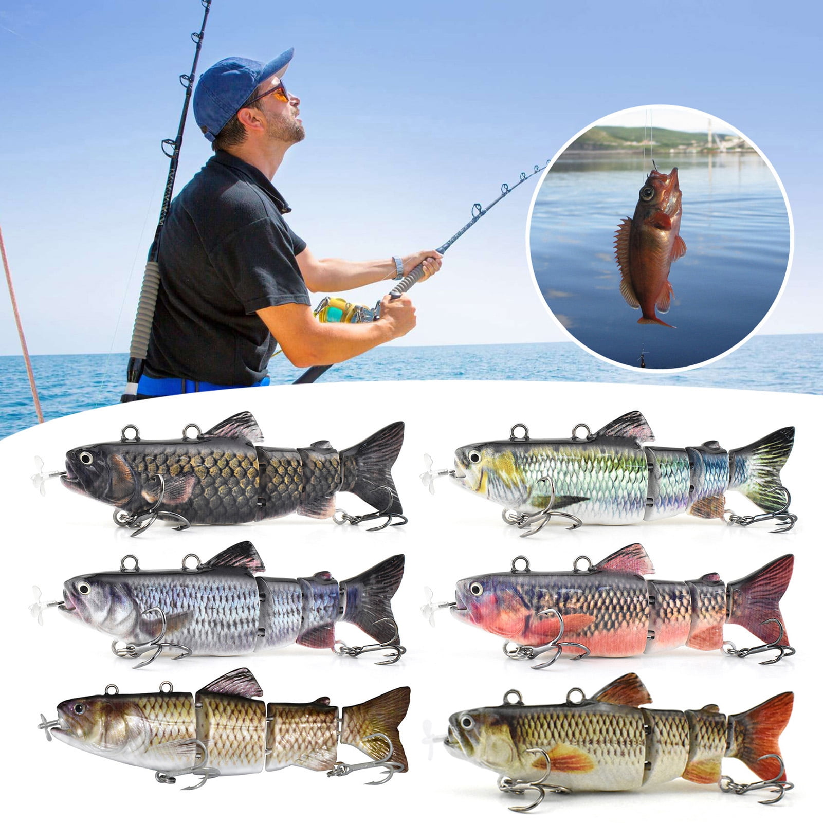 ZenCart 13CM/35G Electric Multi-Jointed Fishing Lure with Hooks USB ...