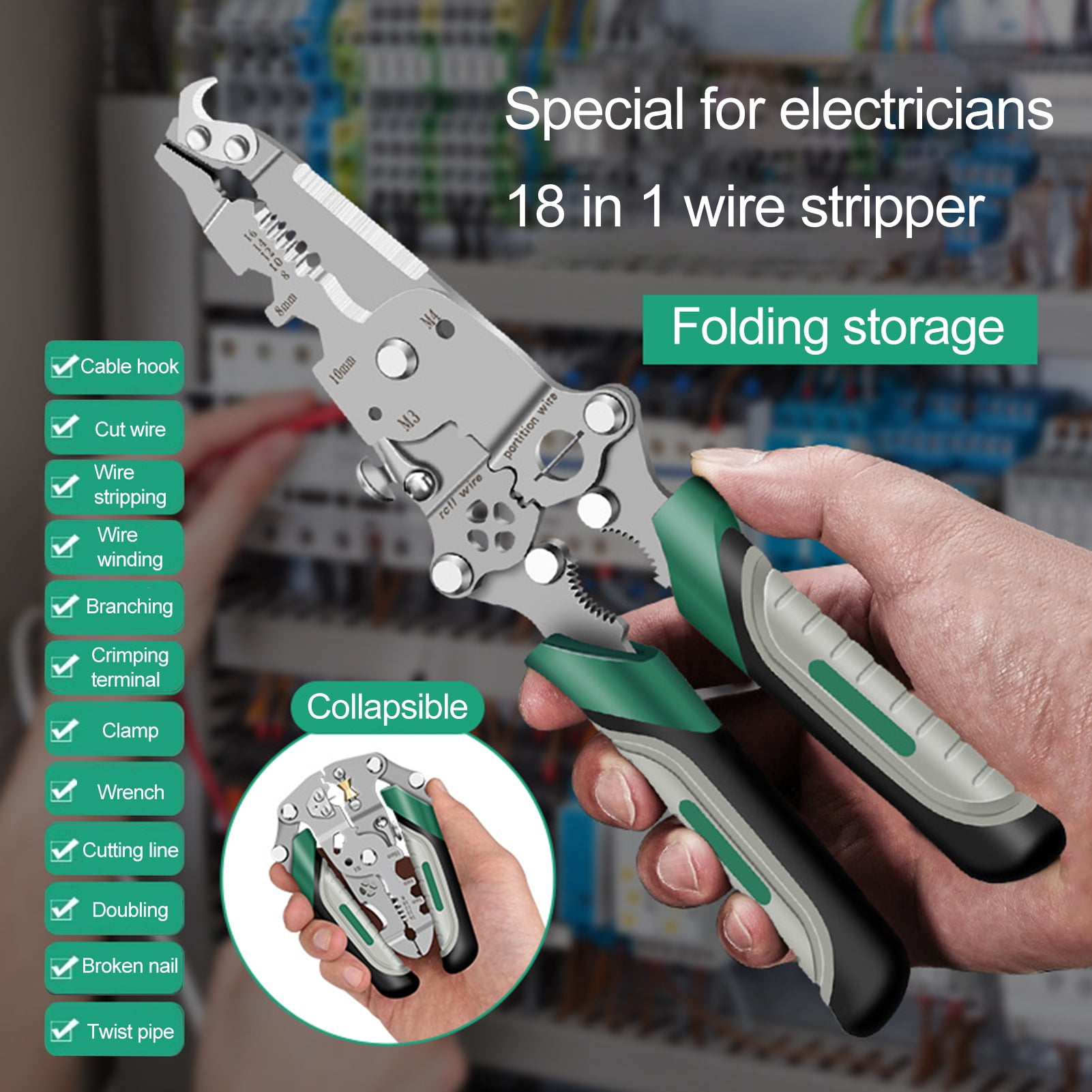 ZenCart 18-in-1 Foldable Wire Stripper Ergonomic Handle Easy to Use ...