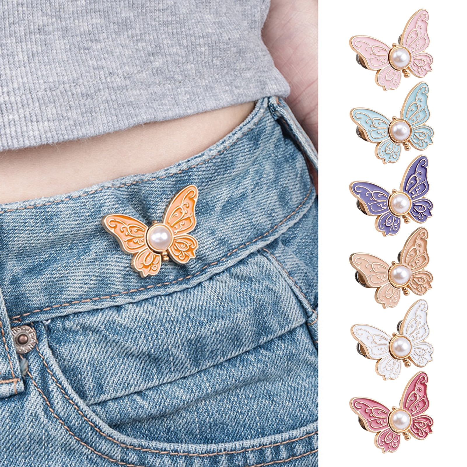 ZenCart 2 Pairs Pant Waist Tightener Adjustable Butterfly Button Pins ...