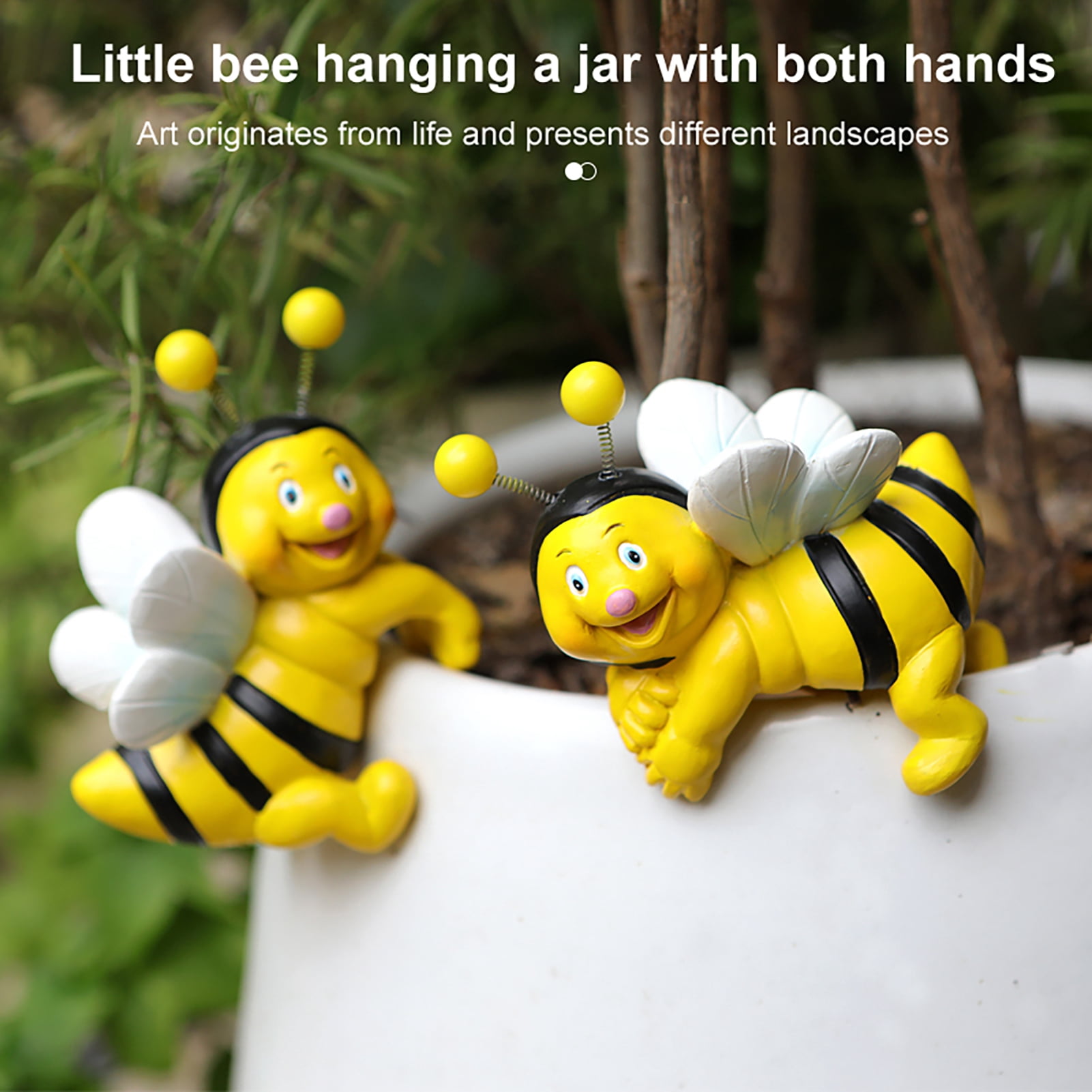 ZenCart 2 Pcs Bee Planter Ornament Hanging Bee Sculpture Resin Cartoon ...