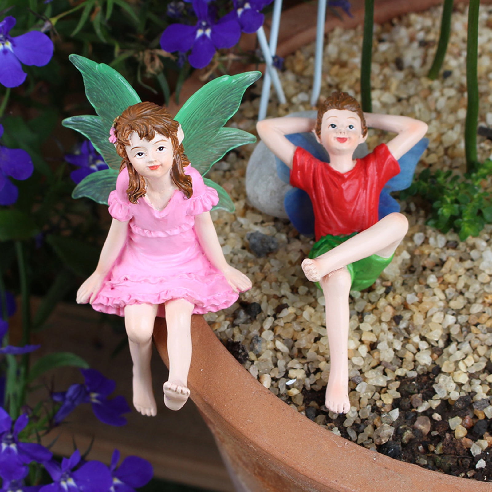 ZenCart 2 Pcs Flower Fairy Figurines Resin Miniature Fairy Decorations ...
