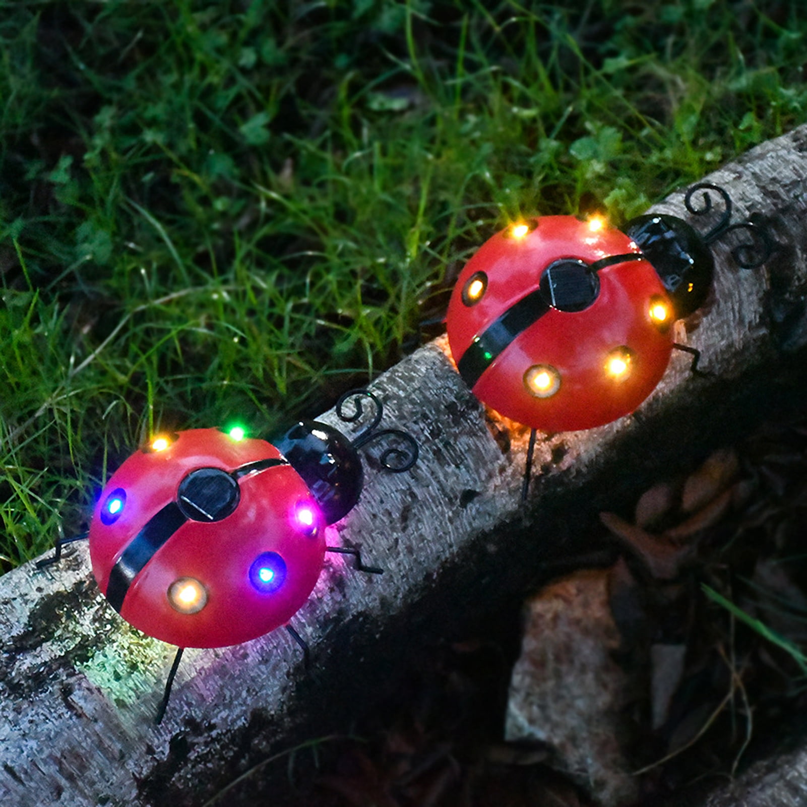 ZenCart 2 Pcs Garden Ladybug Solar Lights Metal Ladybug Figurines ...