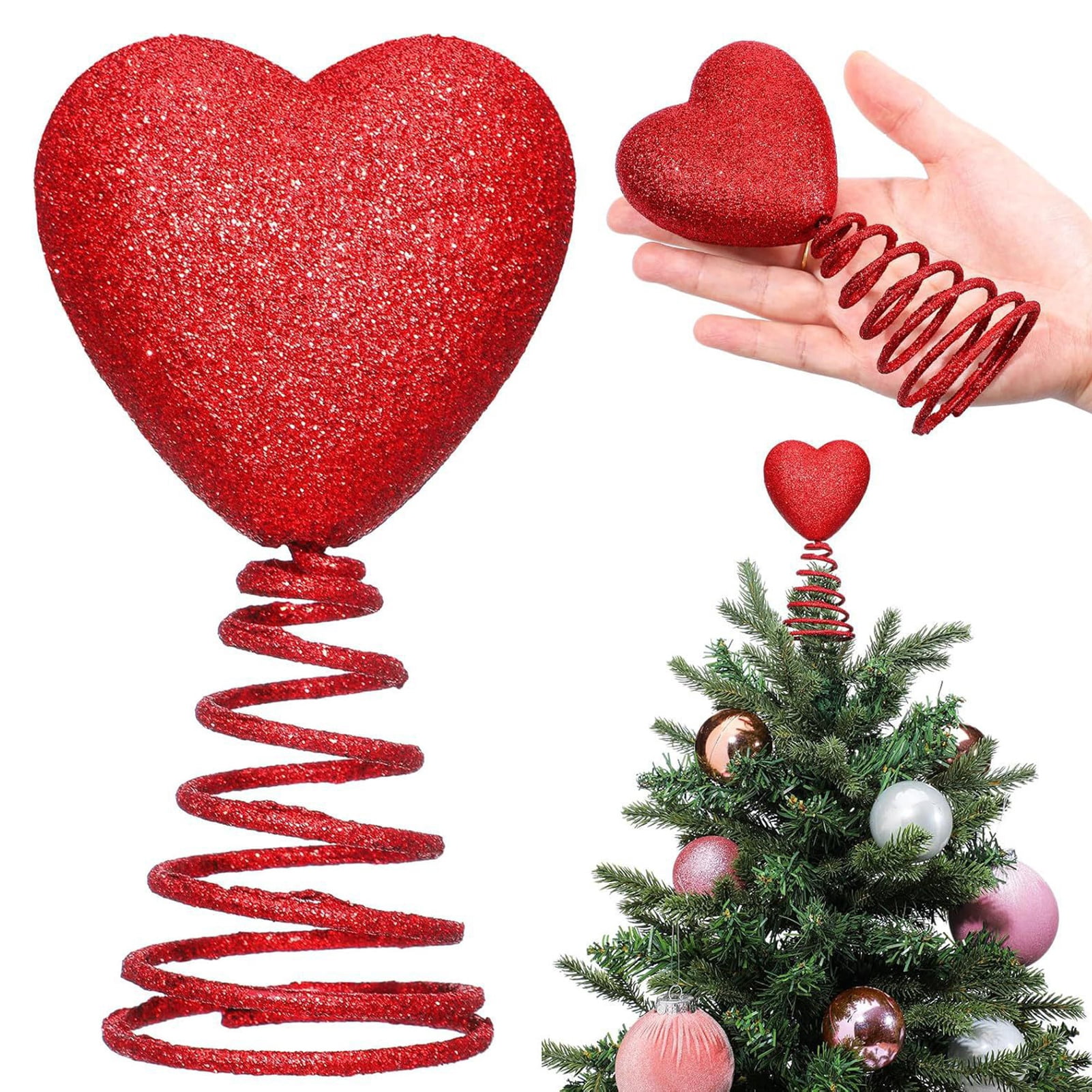 ZenCart 2 Pcs Valentine's Day Tree Topper Mini Red Heart Tree Topper ...