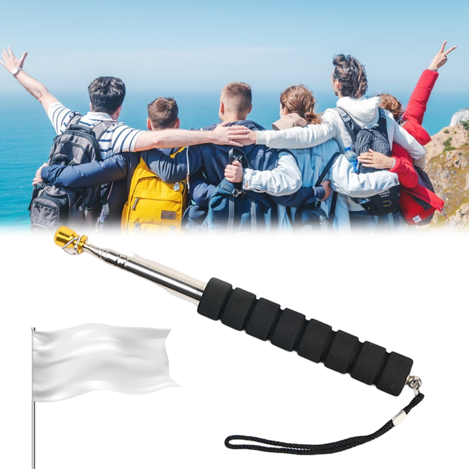 ZenCart 200/300CM Telescopic Tour Guide Flag Pole with Non-slip Sponge ...