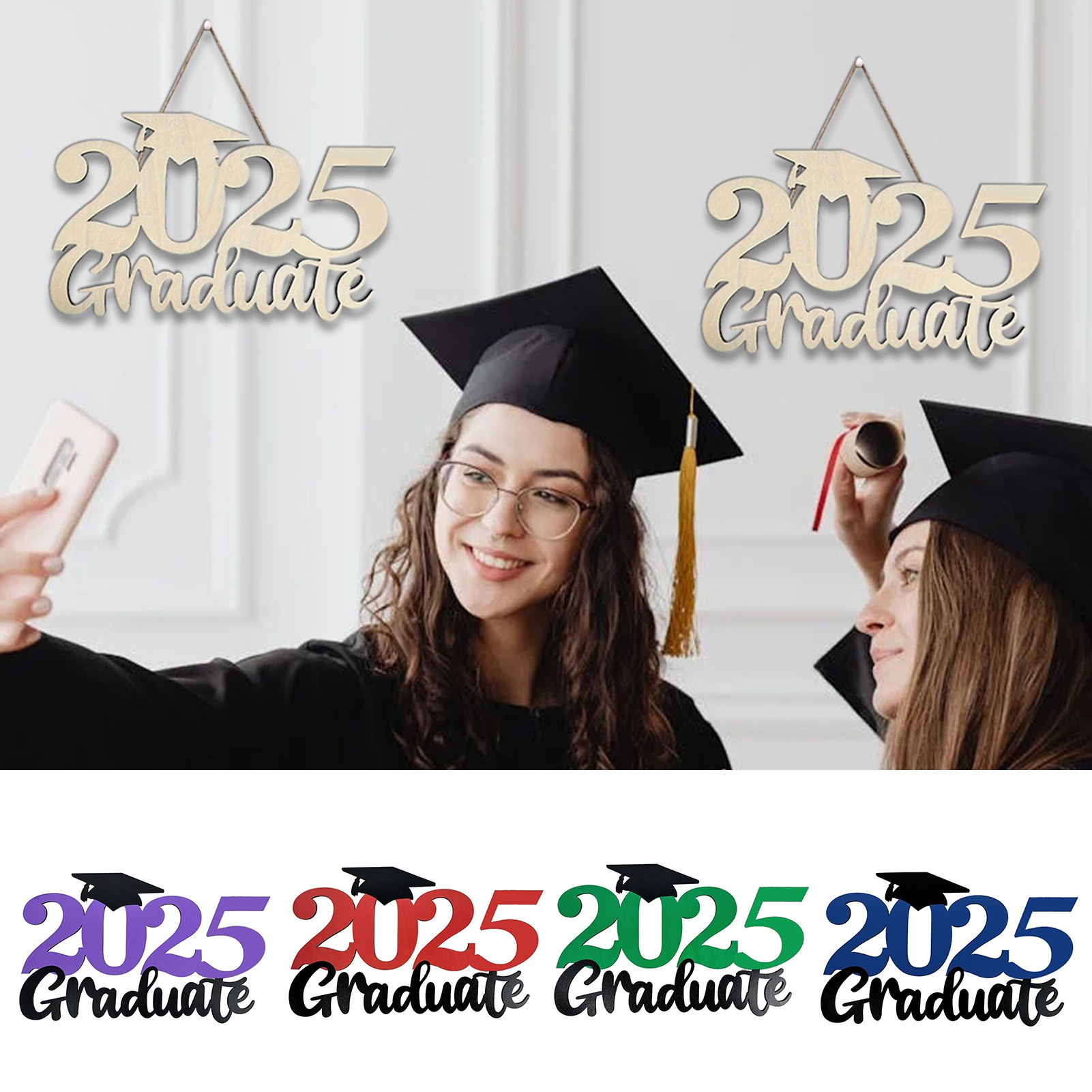 ZenCart 2025 Graduation Wooden Sign for Front Door Class of 2025 ...
