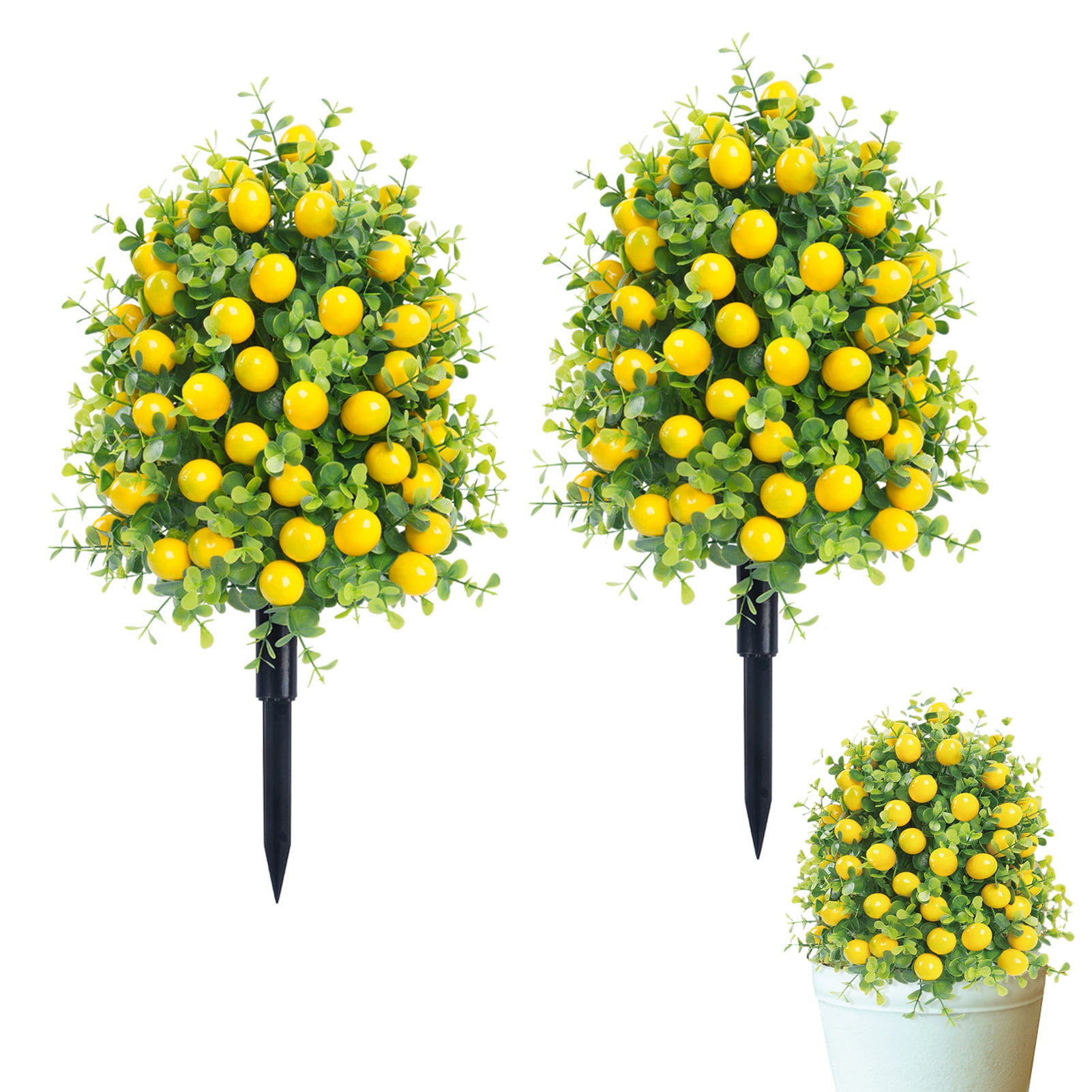 ZenCart 22-Inch Artificial Lemon Tree with Ground Spike UV Resistant ...