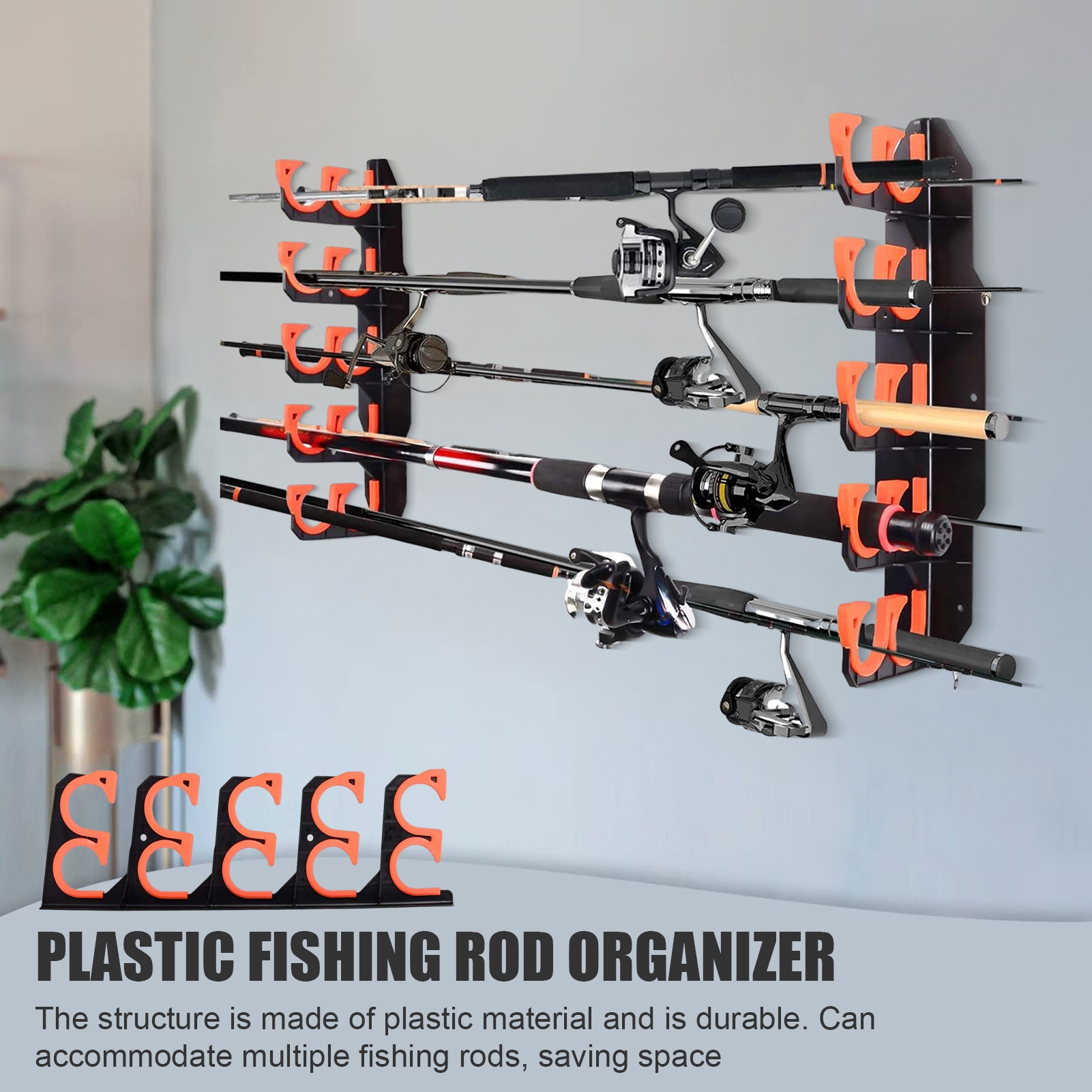 ZenCart 2Pcs Fishing Rod Holder Wall Mounting Garage Rack Adjustable ...