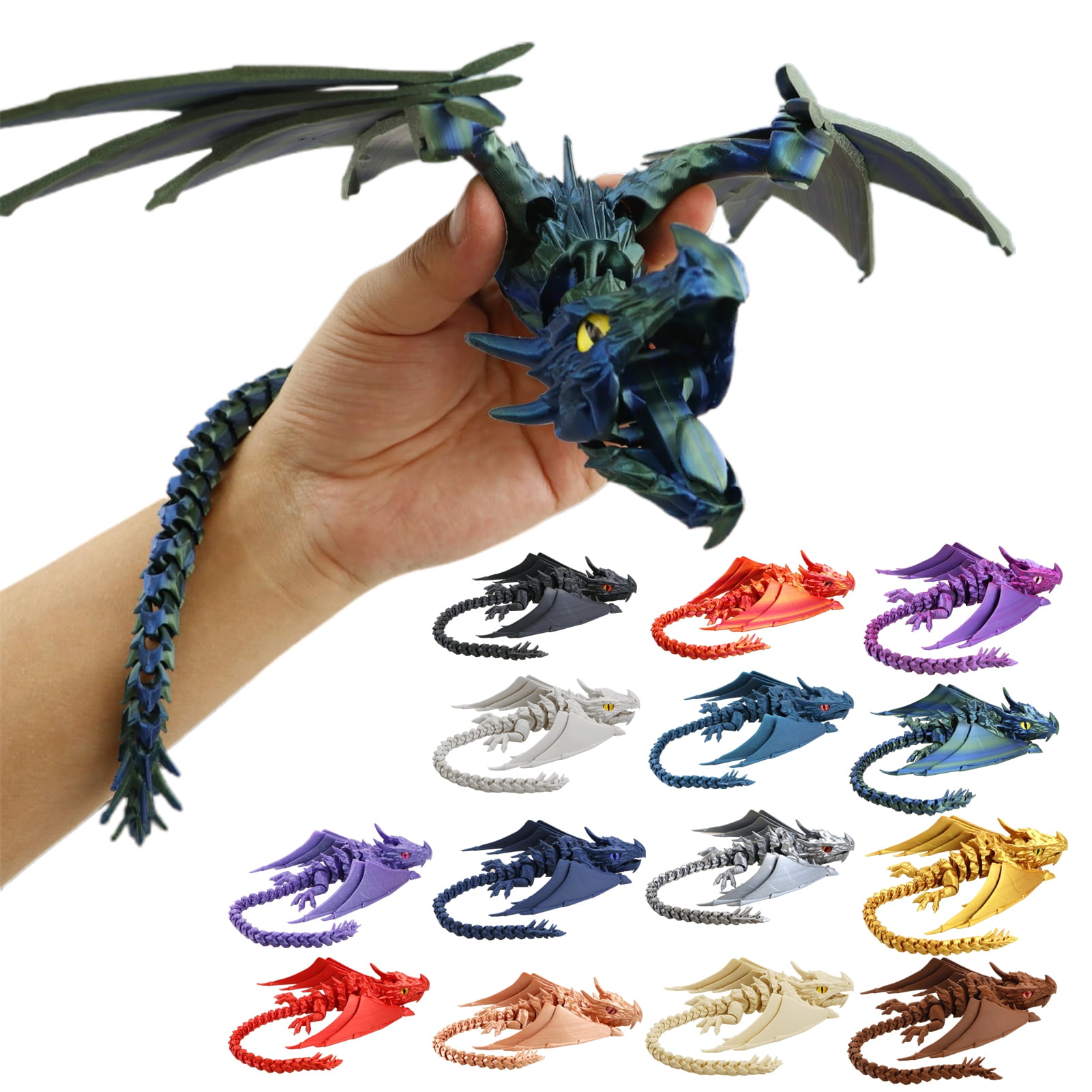 ZenCart 3D Printed Articulated Dragon with Wings Fidget Dragon Toy with ...