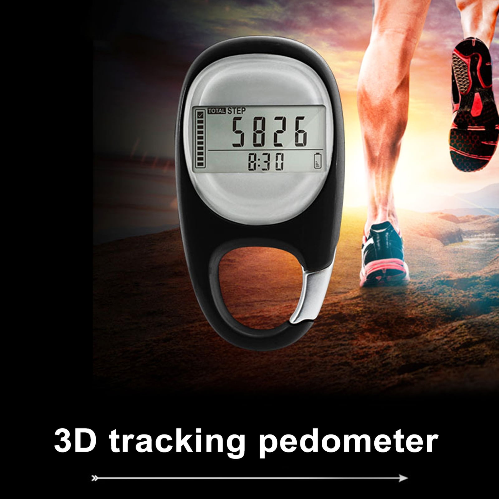 ZenCart 3D Step Counter Simple Walking Pedometer with Carabiner ...