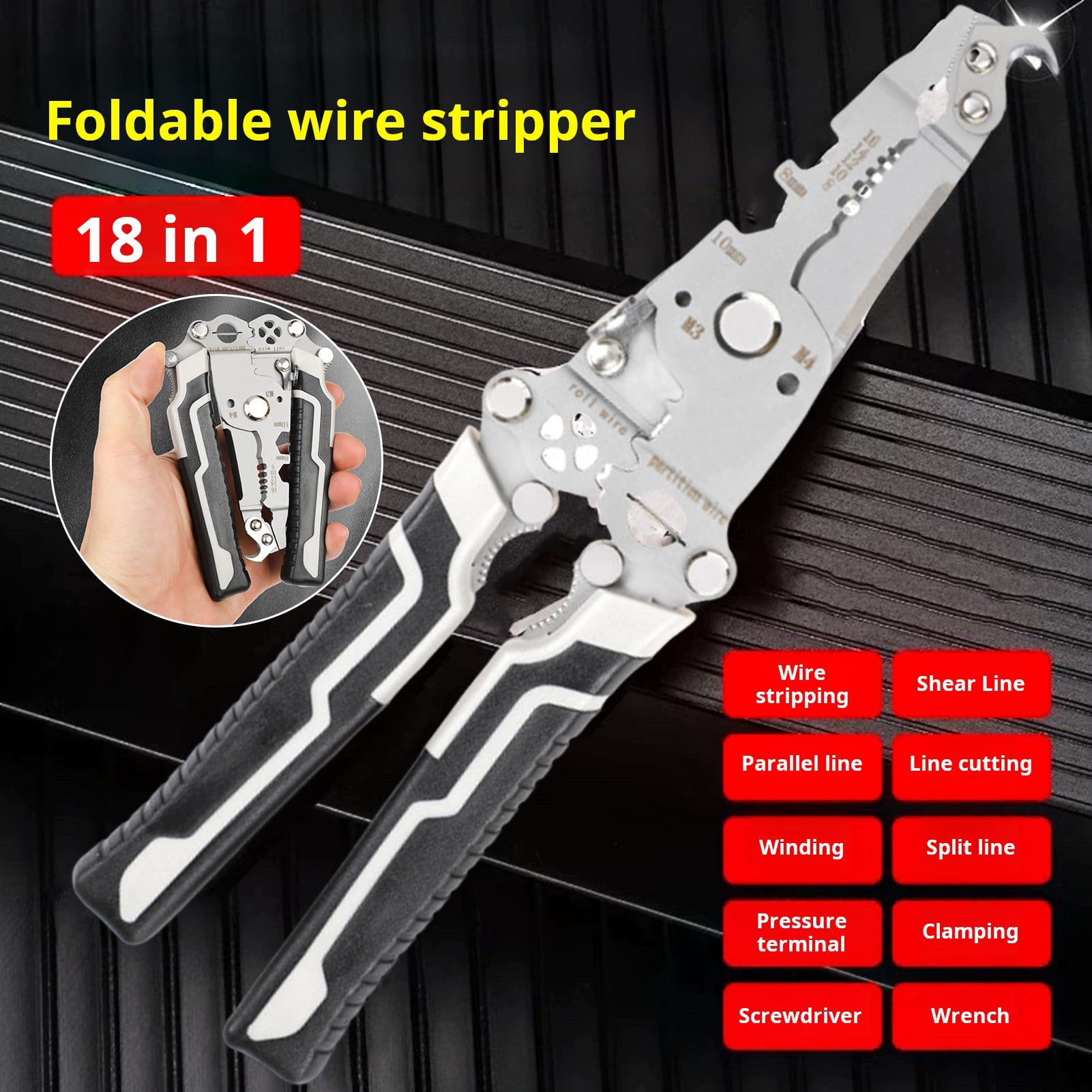 ZenCart 3Pcs 18-in-1 Wire Strippers with Non-Slip Handle Quick-Release ...