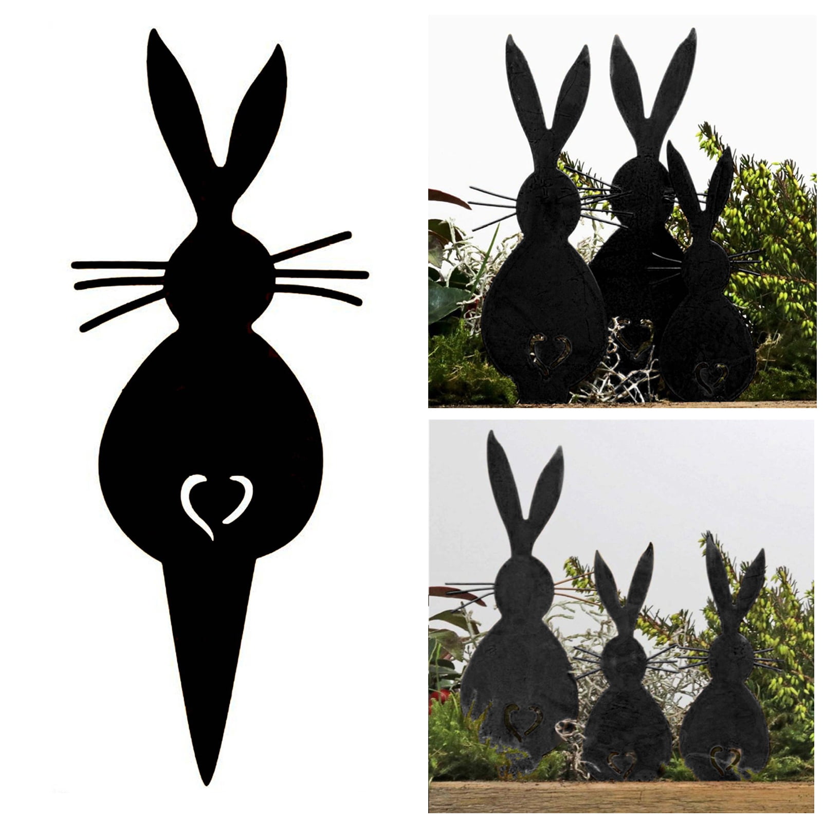 ZenCart 3Pcs Rabbit Yard Sign Easter Garden Animal Sign Outdoor Metal ...