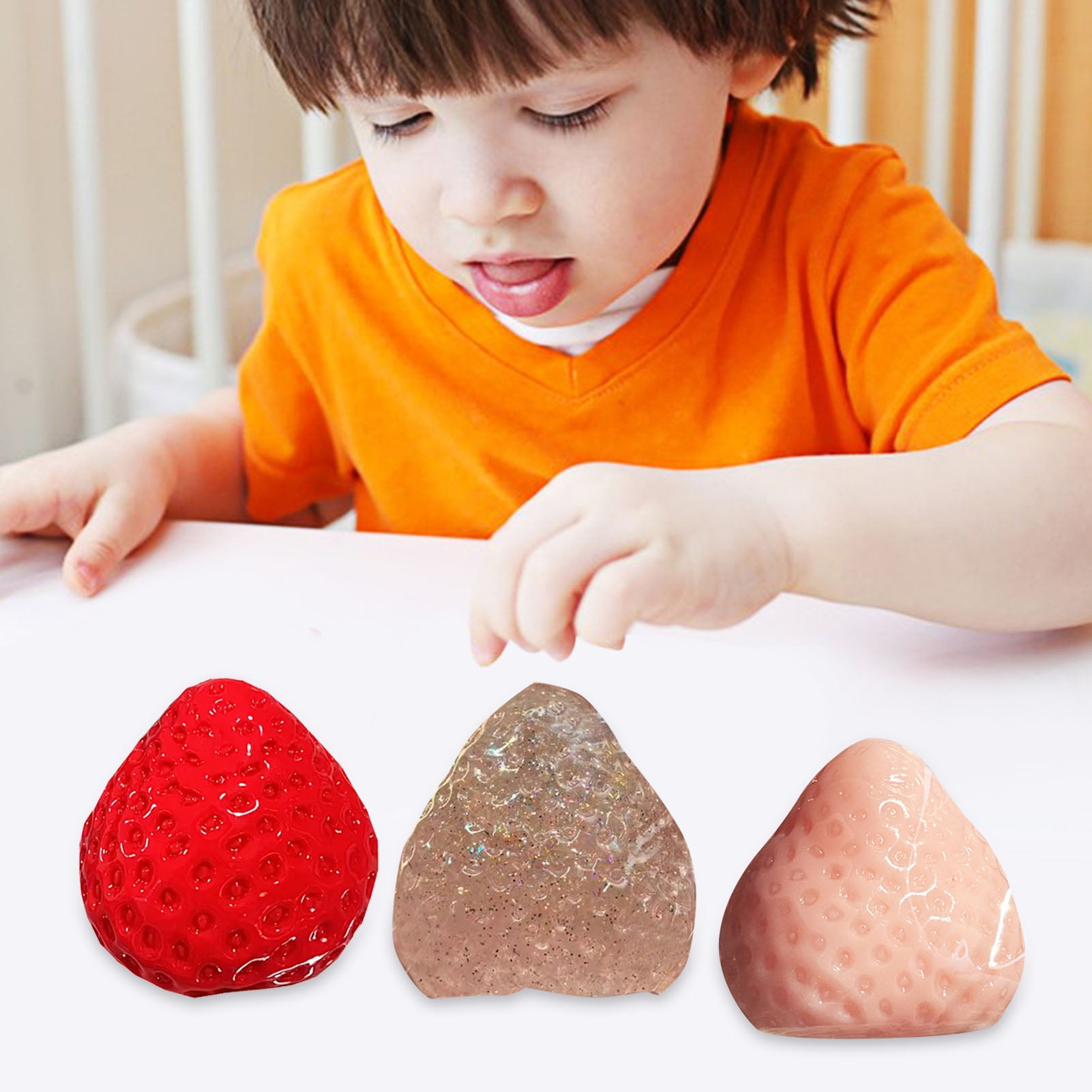 ZenCart 3Pcs Strawberry Squeeze Toy Stress Relief Red Pink Clear ...