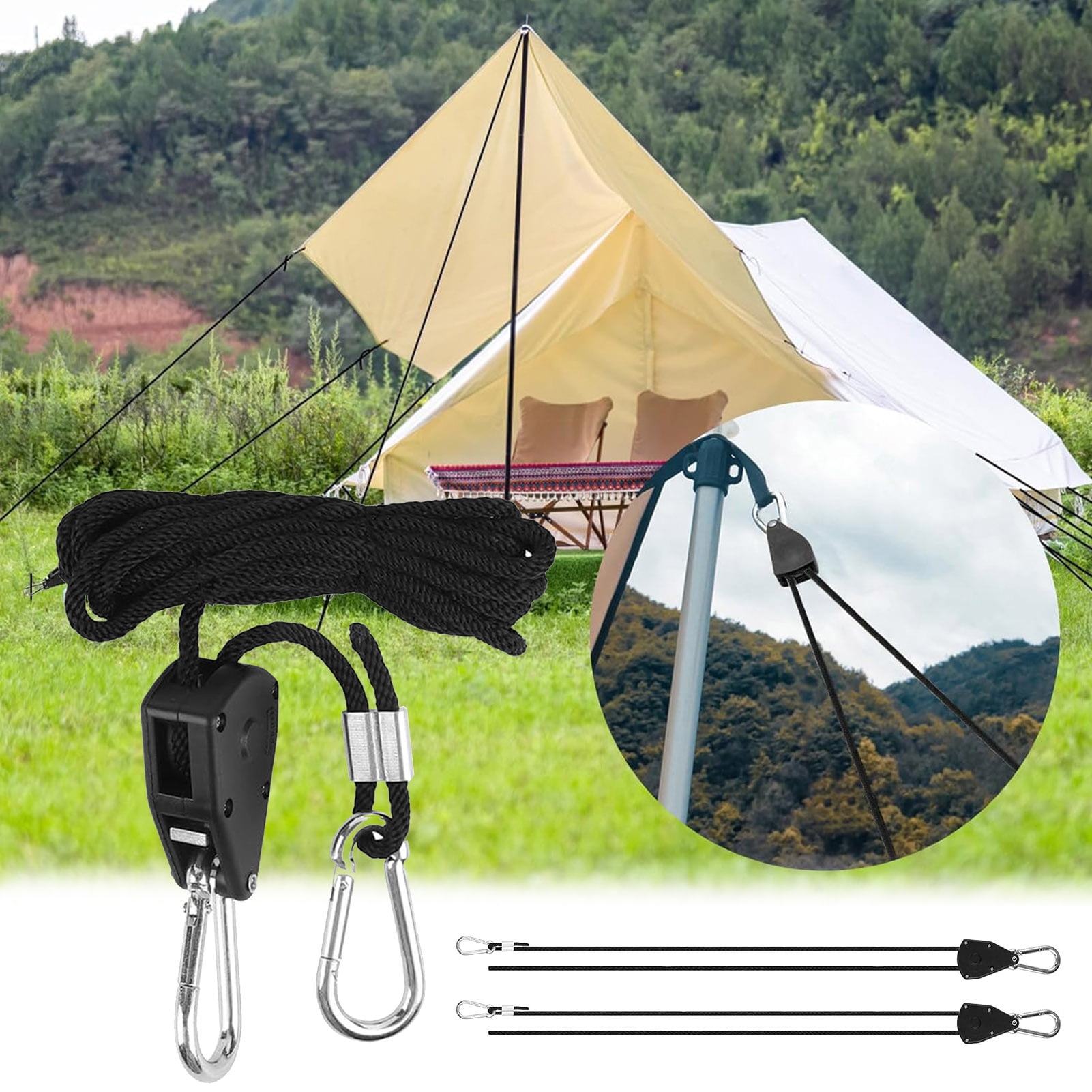 ZenCart 4 Pcs Ratchet Hangers Locking 2m Long Rope Hanger Pulley ...