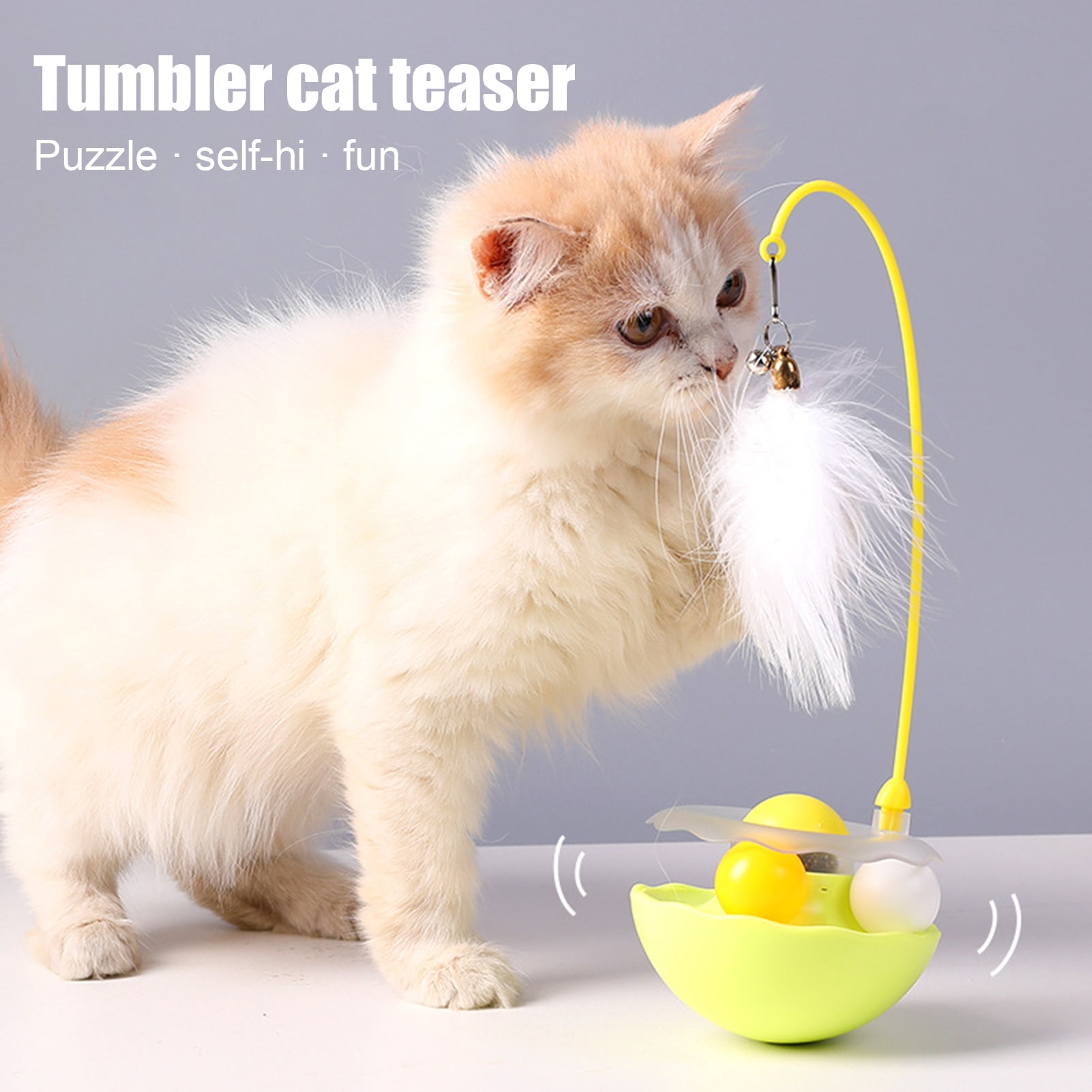 ZenCart 4-in-1 Interactive Cat Feather Toy for Indoor Cats Tumbler Cat ...
