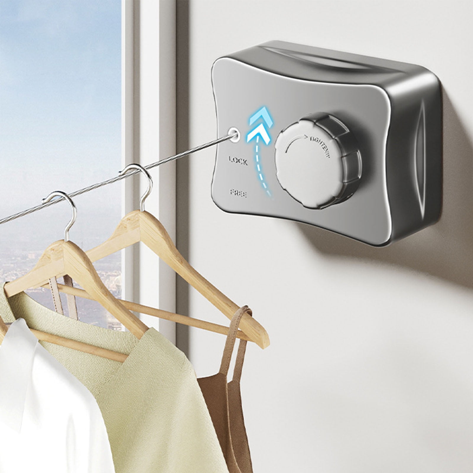 ZenCart 5.1M Wall Mount Retractable Clothesline Adjustable Retracting ...
