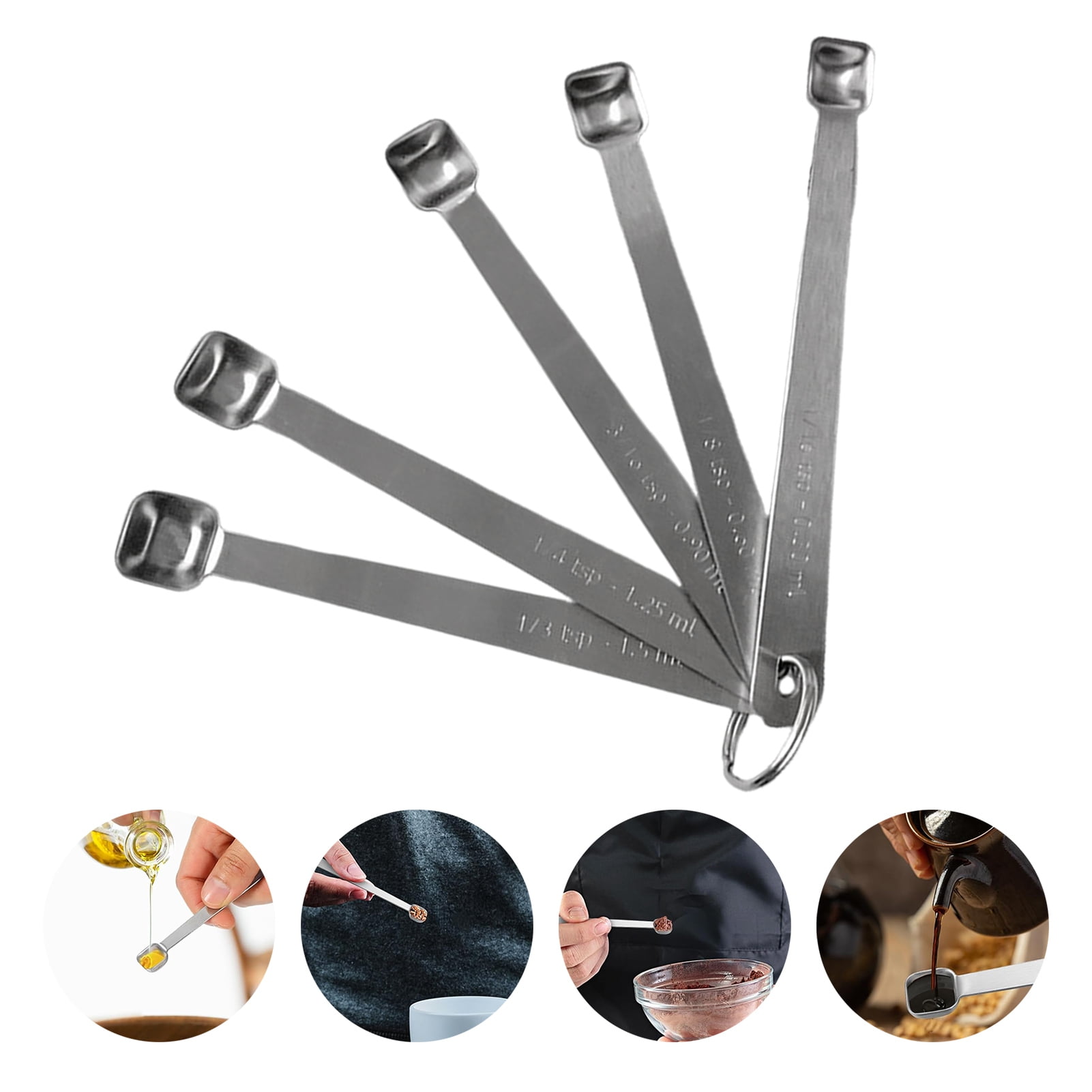 ZenCart 5Pcs Stainless Steel Measuring Spoons Set Square Mini Measuring ...
