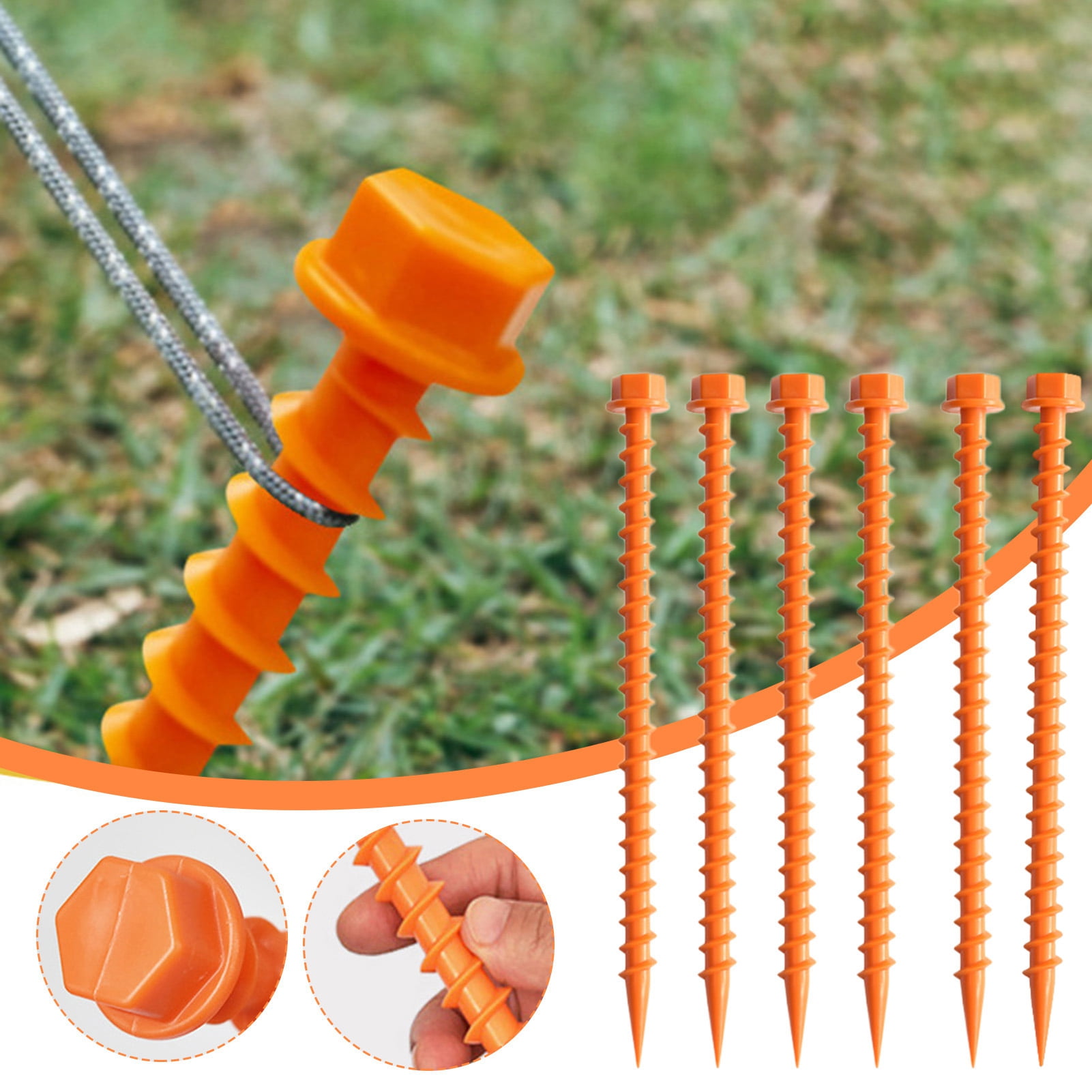 ZenCart 6Pcs 26.6CM Screw-in Tent Stake Heavy Duty Multi-functional ...