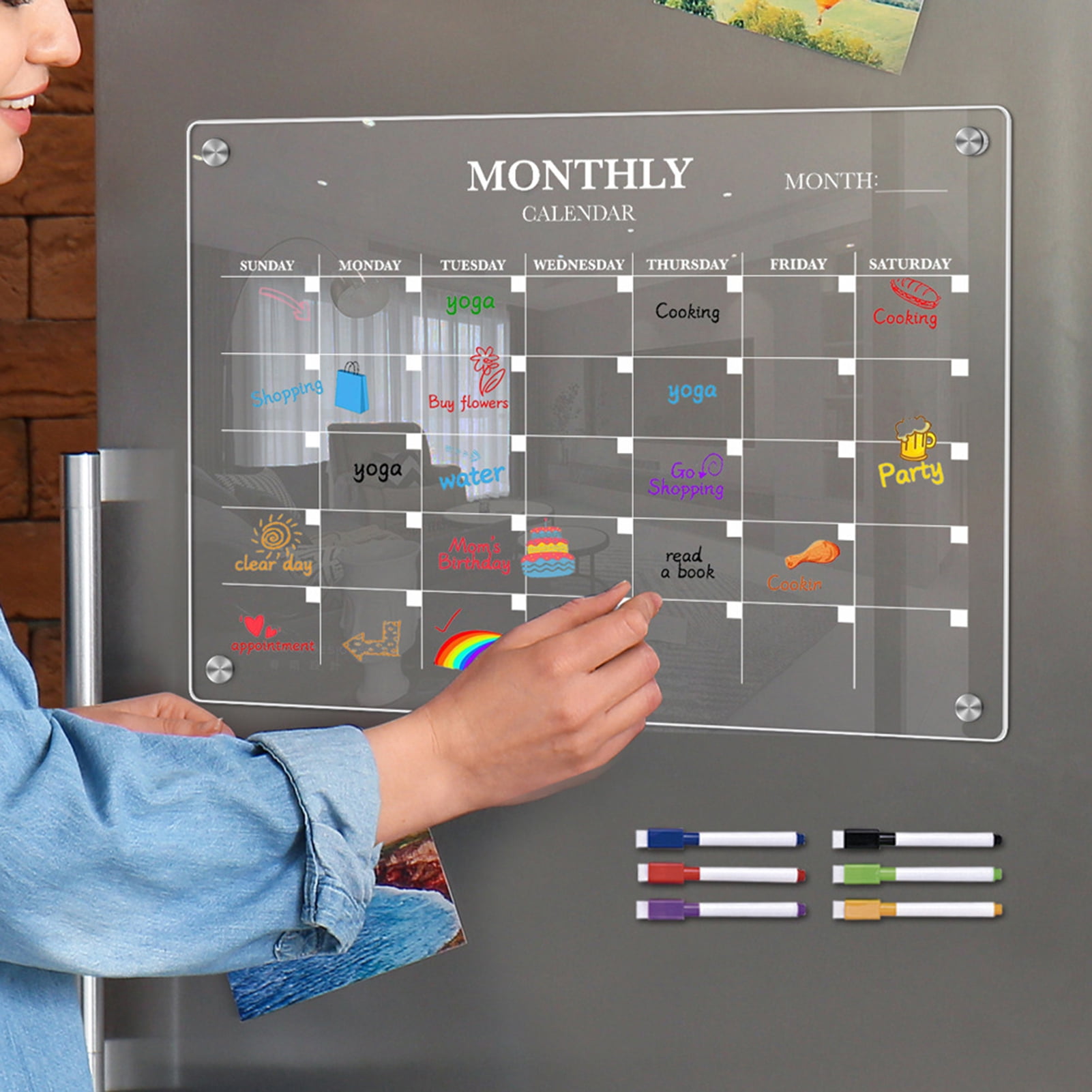ZenCart A3/A4 Magnetic Monthly Planner Board with 6 Colored Markers ...